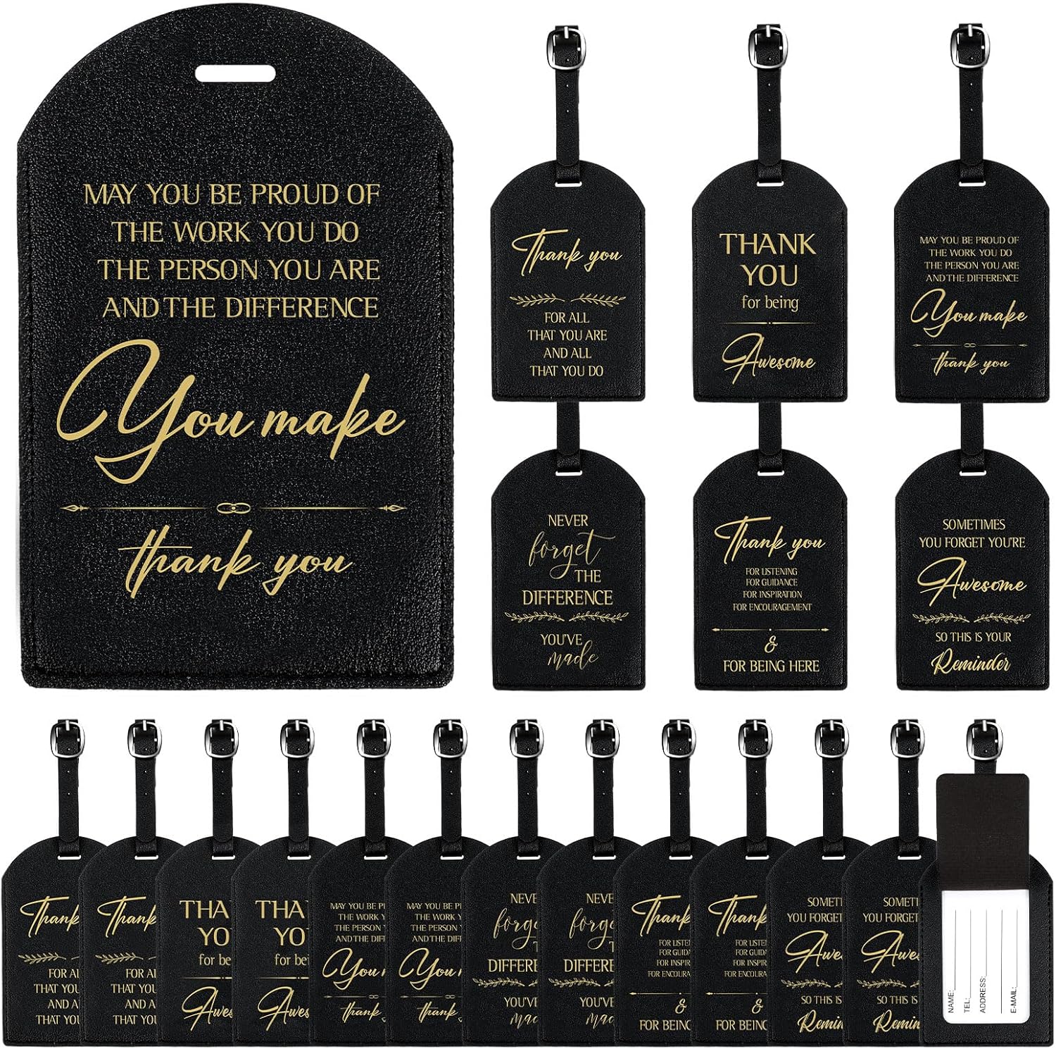 Amazon.com: Silkfly 36 Pcs Leather Luggage Tag Bulk Thank You Travel ...