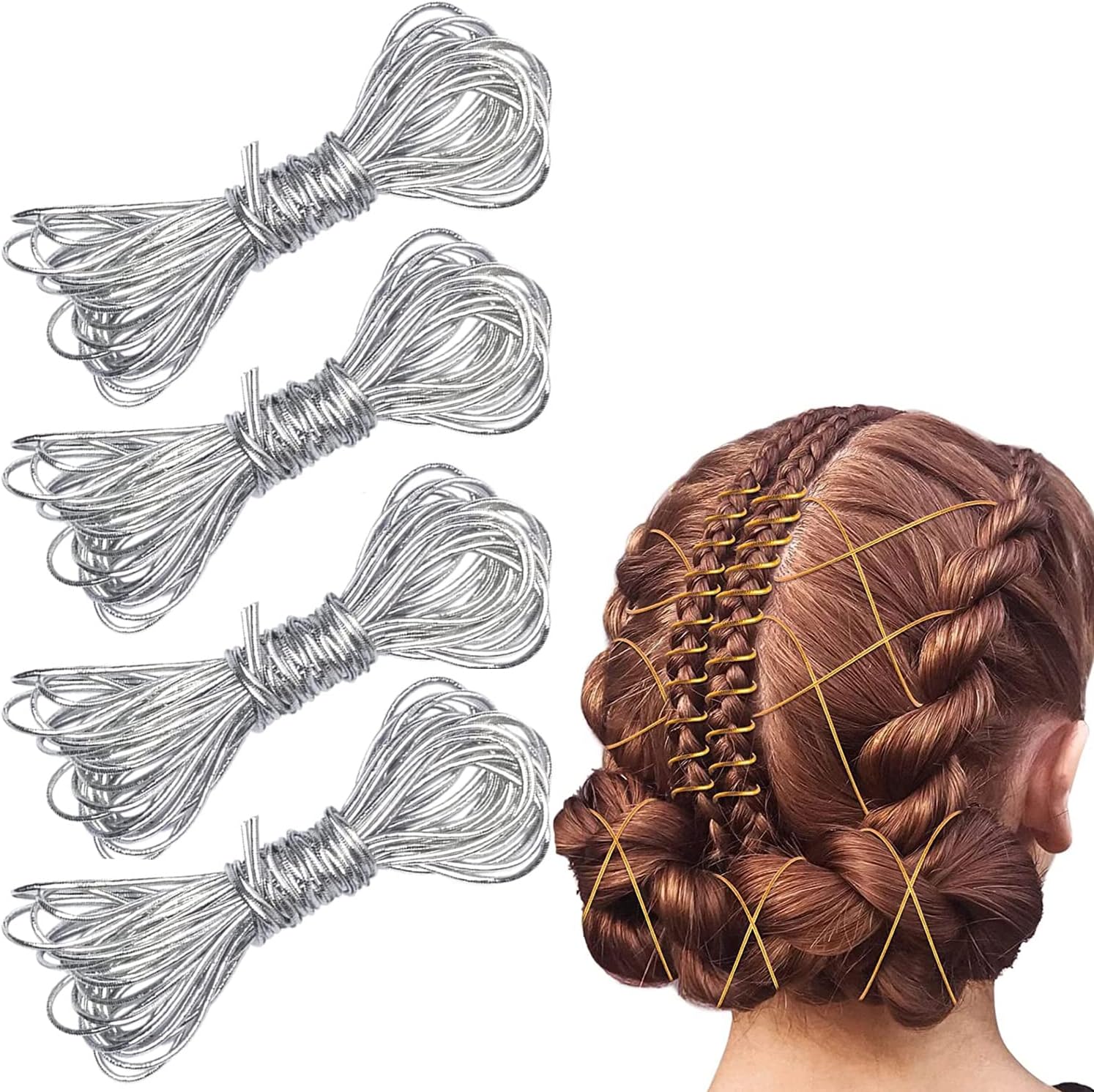 Amazon.com: FVVMEED 4 Pieces 5M Braids Hair Elastic Cords Dreadlock ...