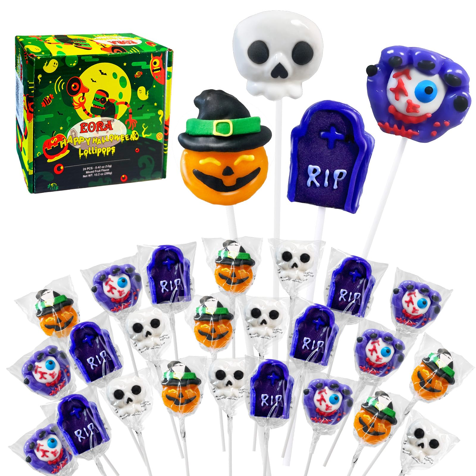 Amazon.com : Halloween Lollipop Suckers Candy 24 Pack, Spooky Candy ...