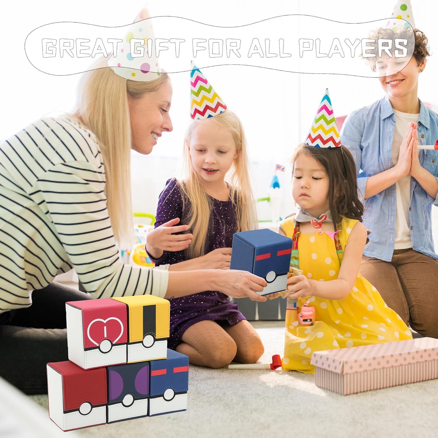 Caja de cartas para tarjetas PTCG, se adapta a más de 100 tarjetas con funda, juegos de cartas ...