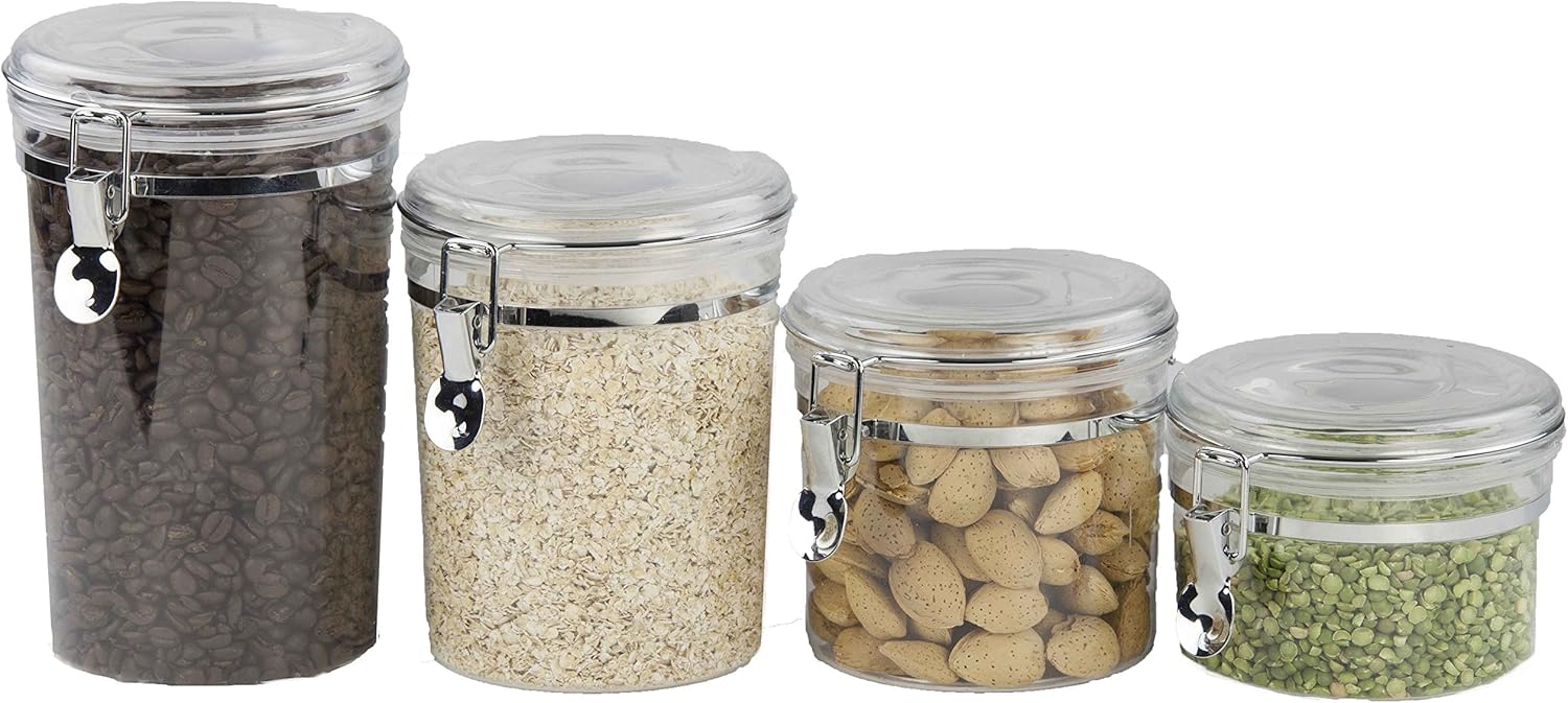 Amazon.com: Home Basics Round Canister W/Clamps (Full Set): Home & Kitchen