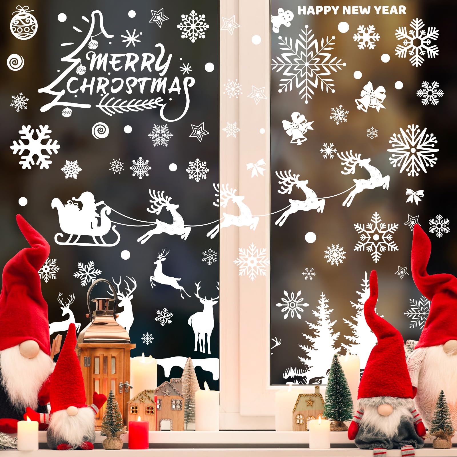 Byffoer Window Stickers Christmas Self-Adhesive, 193 Christmas Window ...
