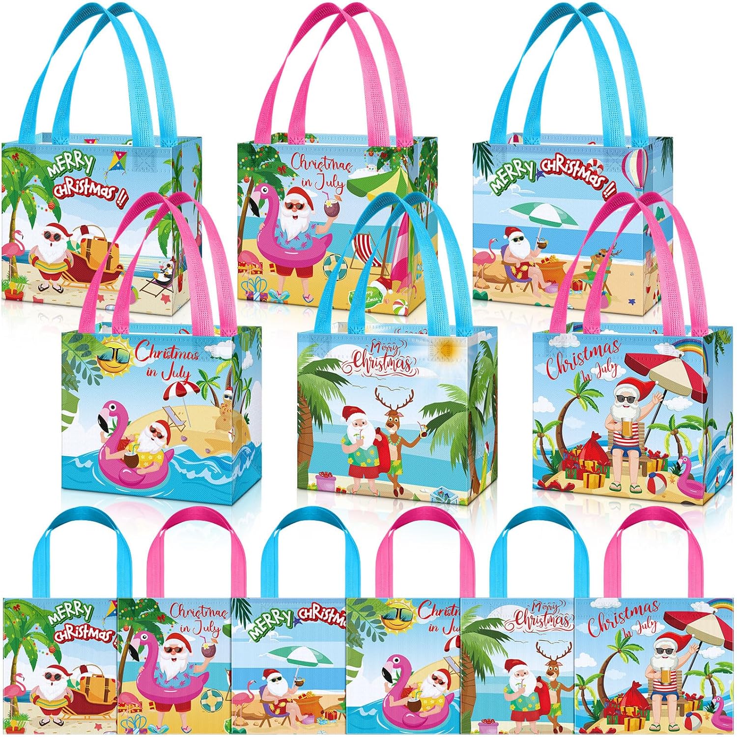 Amazon.com: Mindsoft 36 Pieces July Christmas Bag Beach Santa Tropical ...