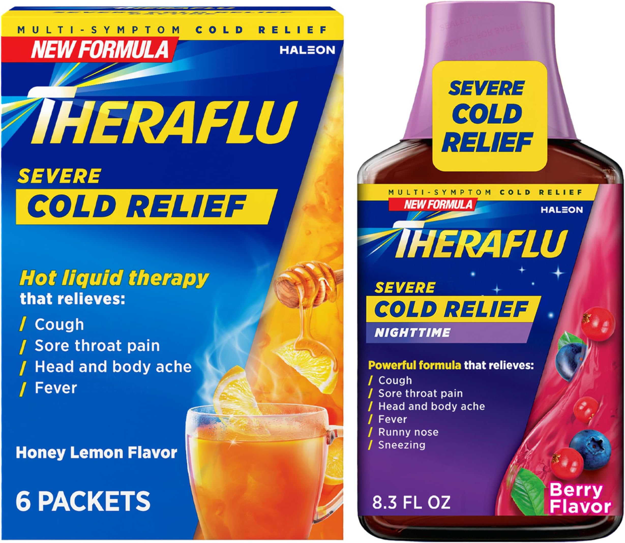 Amazon.com: TheraFlu Nighttime Severe Cold Relief Honey Lemon Flavor ...