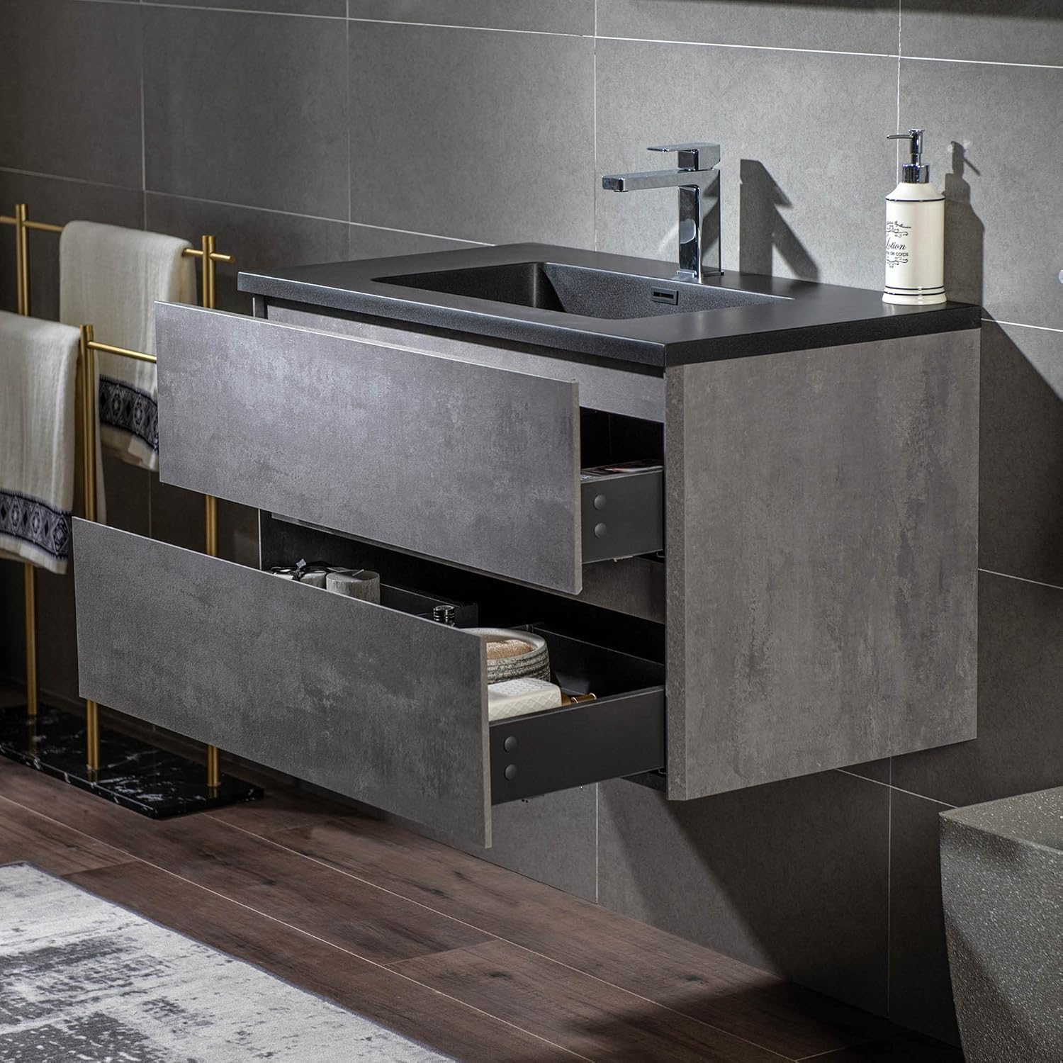 WOODBRIDGE CA48-CG-MB Vanity, 48″, gris con tapa negra – Yaxa Colombia