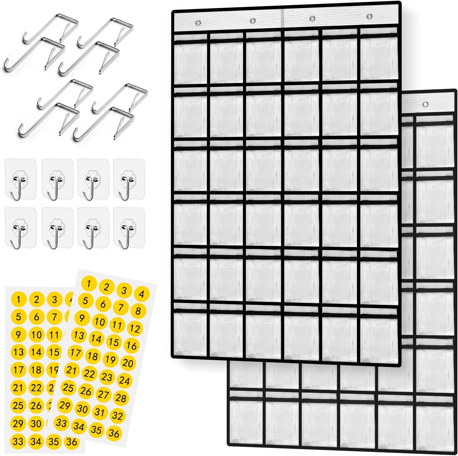 Amazon.com: Classroom Pocket Chart with Numbers, 2 Pack 36 Clear ...