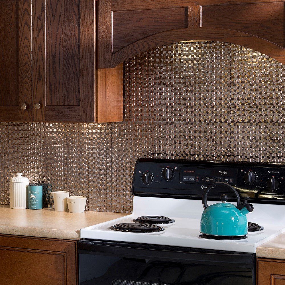 Nickel Backsplash Fasade Chain 18" X 24" Brushed Nickel Vinyl