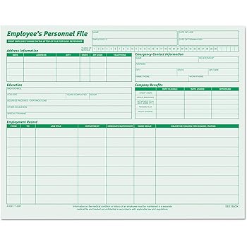 TOPS Employee Record File Folders, Straight Cut, Index, Green Ink, 2 ...