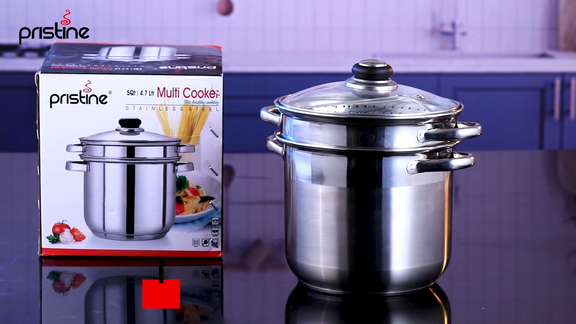 Watch Stainless Steel Multi Purpose Steamer with Glass Lid 4.7Ltrs on ...