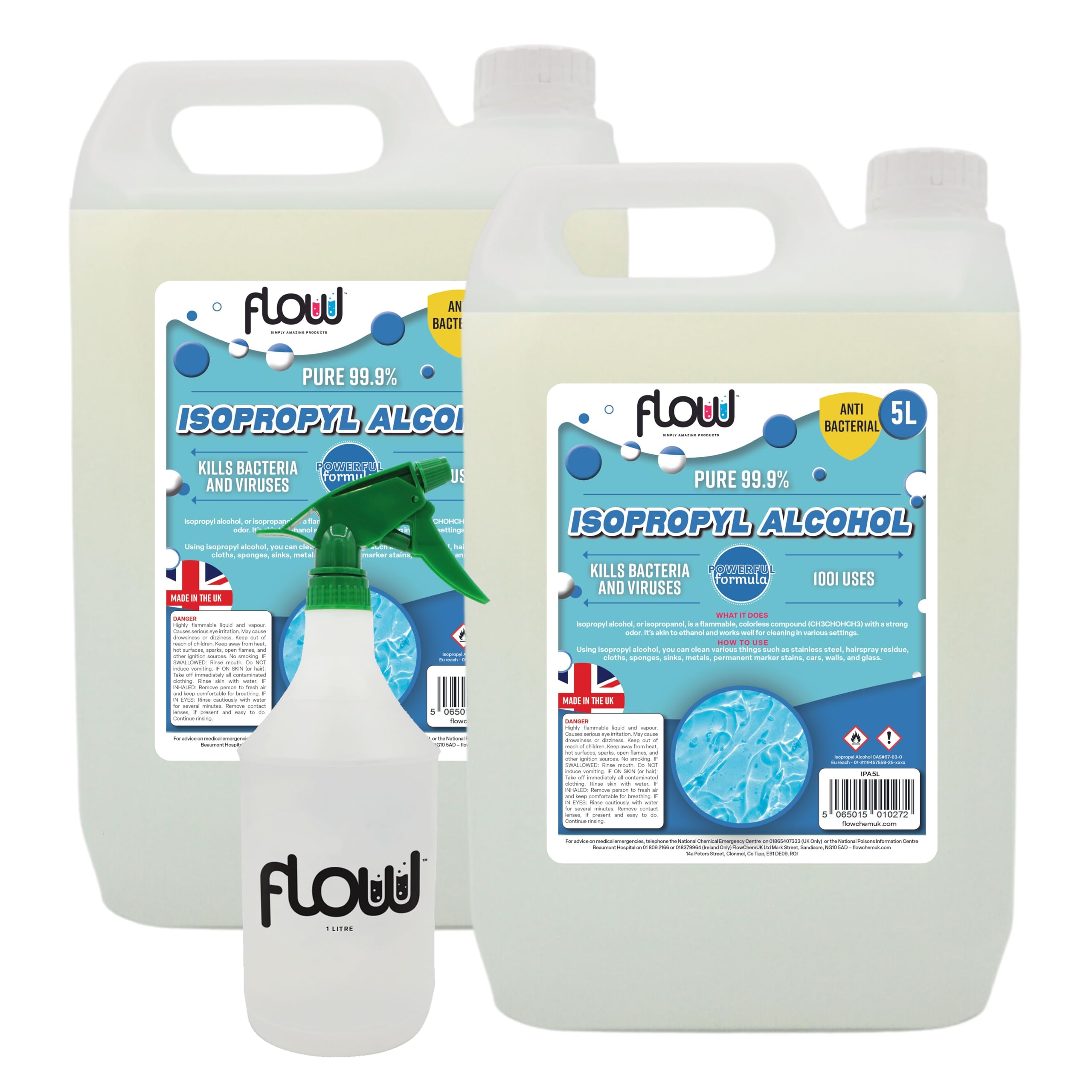 Flow 5 Litre Isopropyl Alcohol IPA | Lab Grade 99.9% Rubbing Alcohol ...