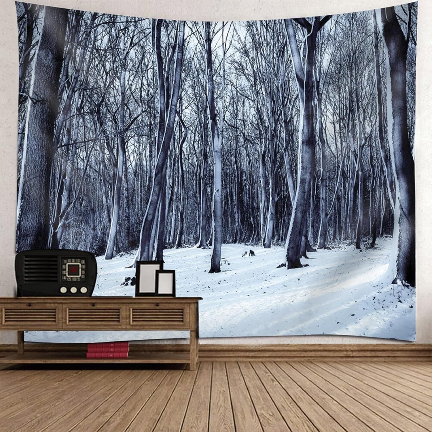 Amazon.de: Lirzxin Wandteppich Natur Wald, Tapisserie Wandbehang Grau ...