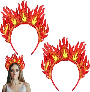 Amazon.com: Thiccywoov 2pcs Fire Flame Headband Glitter Felt Fire ...