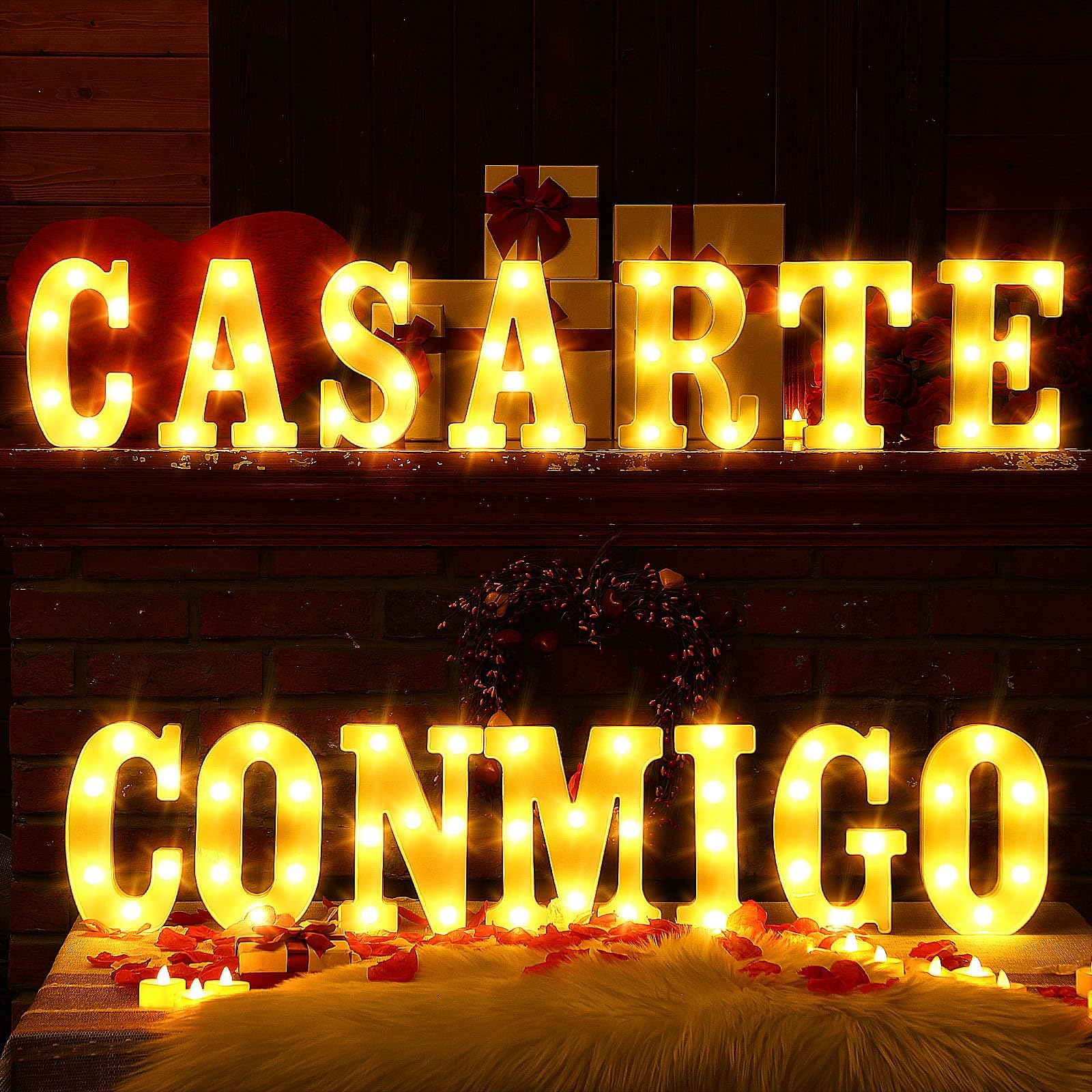 Aurelema Casarte Conmigo Light Up Letters, 8.3'' Marry Me Decor Letters ...