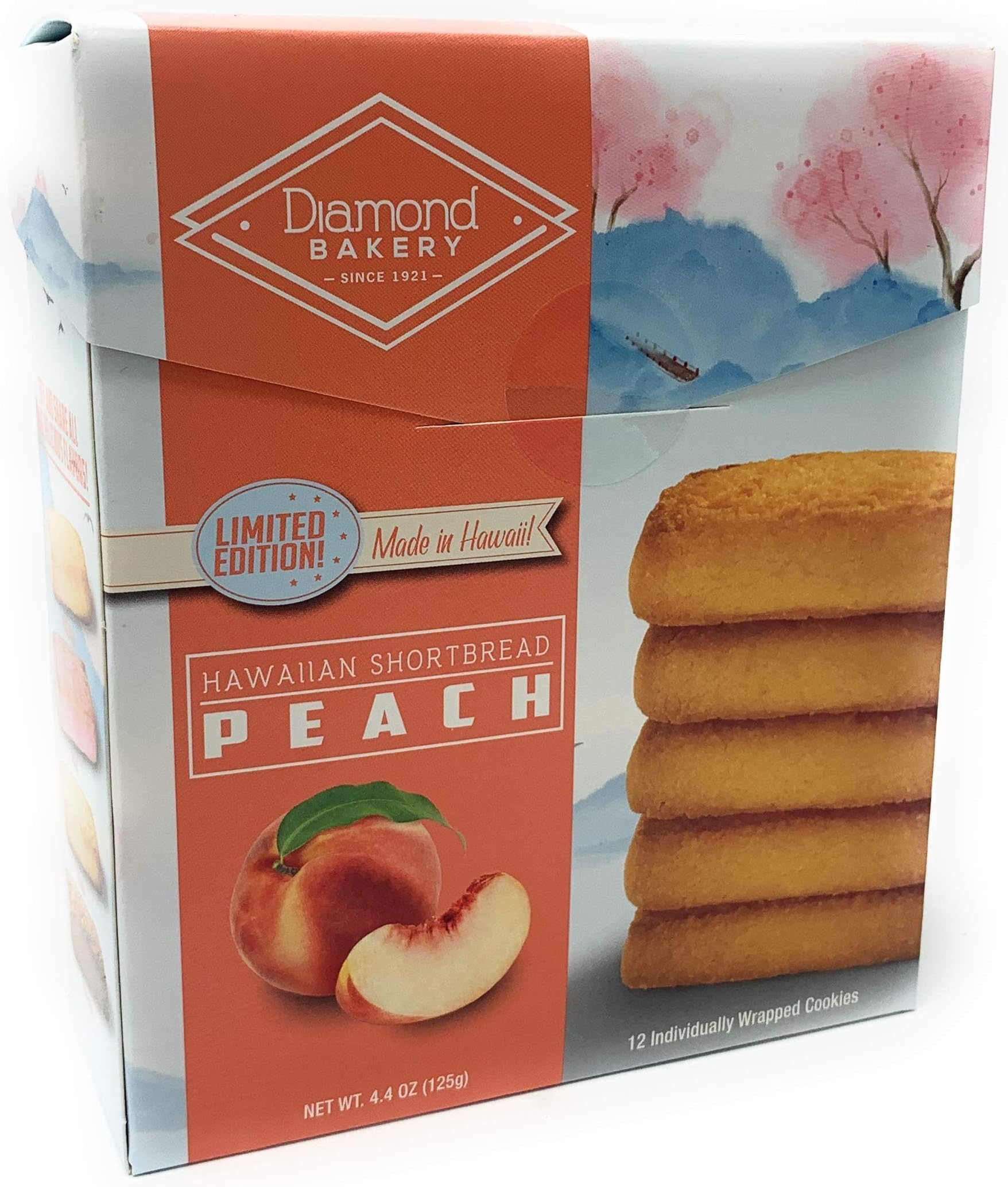 Amazon.com: Diamond Bakery Peach Hawaiian Shortbread Cookies 4.4oz ...