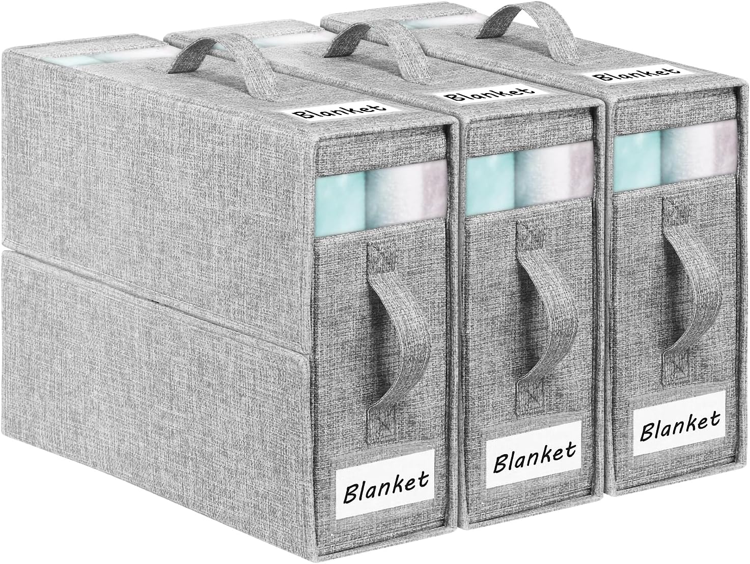 TAHAVICE 4 Pack Bed Sheet Organiser,Bedding Storage with PVC Window and ...