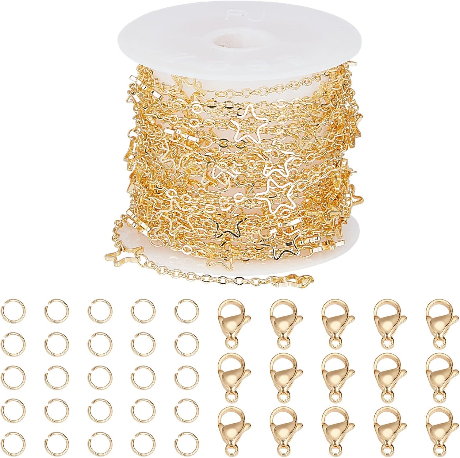 Amazon.com: SUNNYCLUE 16.4Feet/ 5m Real 18K Gold Plated Chain Brass ...