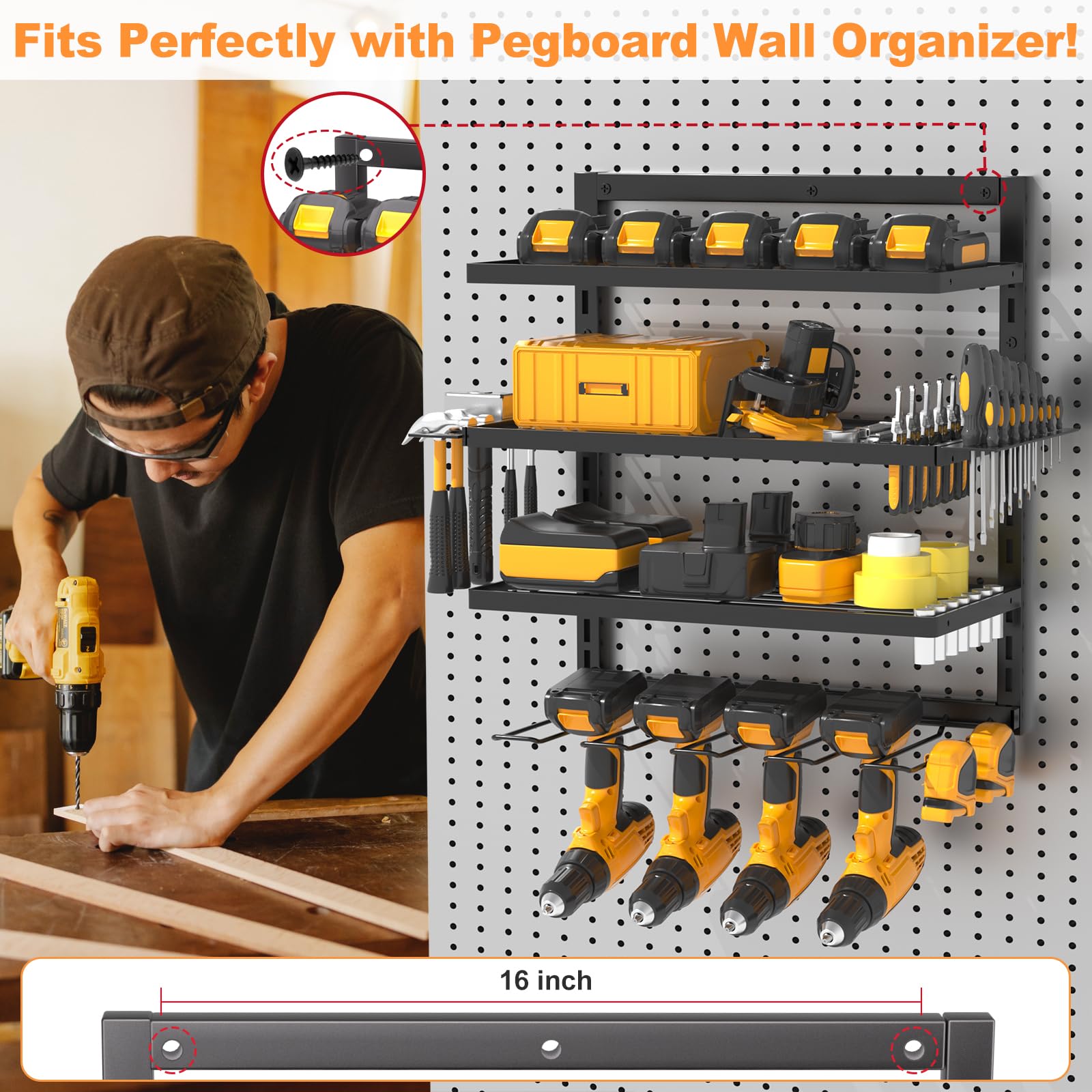 Snapklik.com : Power Tool Organizer Wall Mount, Adjustable 4 Layer ...