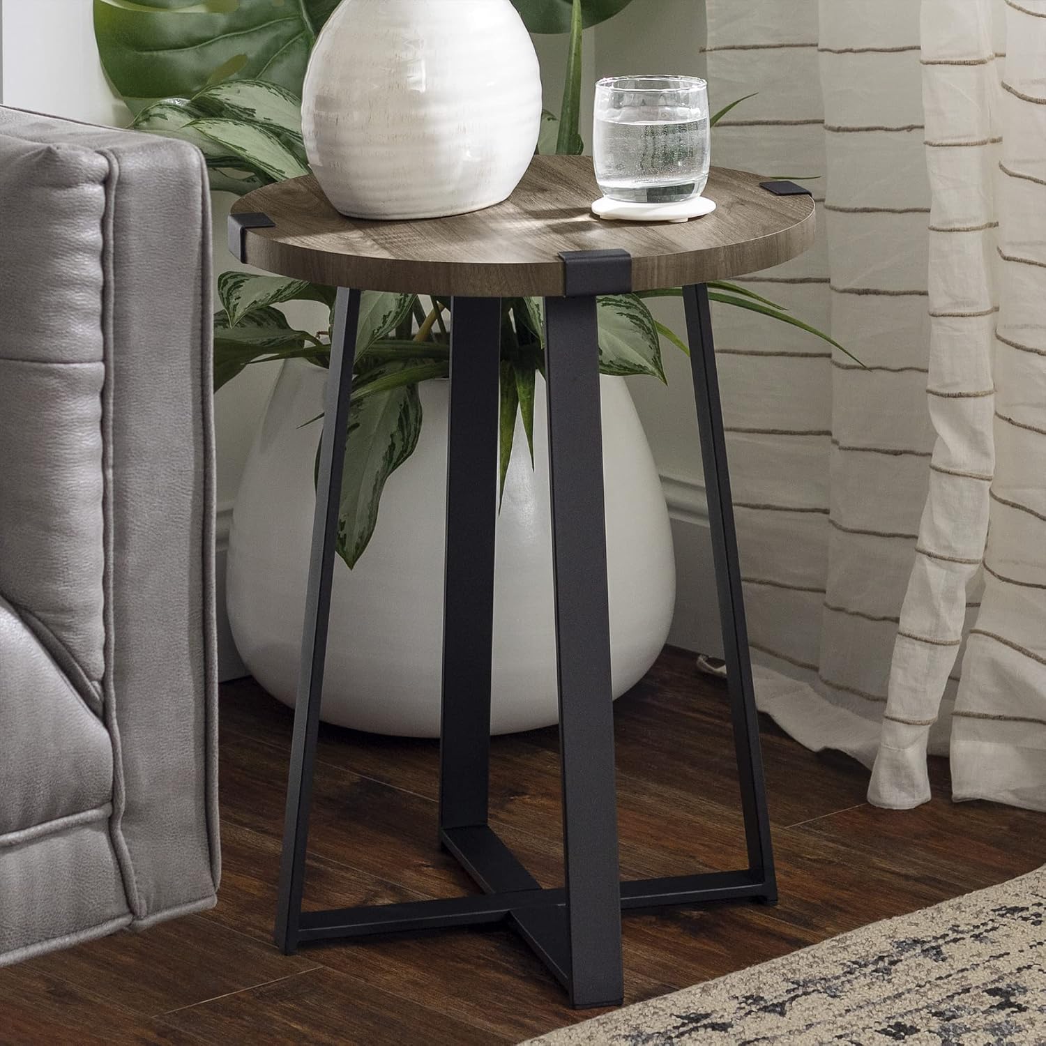 Amazon.com: Walker Edison Anastasia Modern Metal Wrap X-Base Accent ...