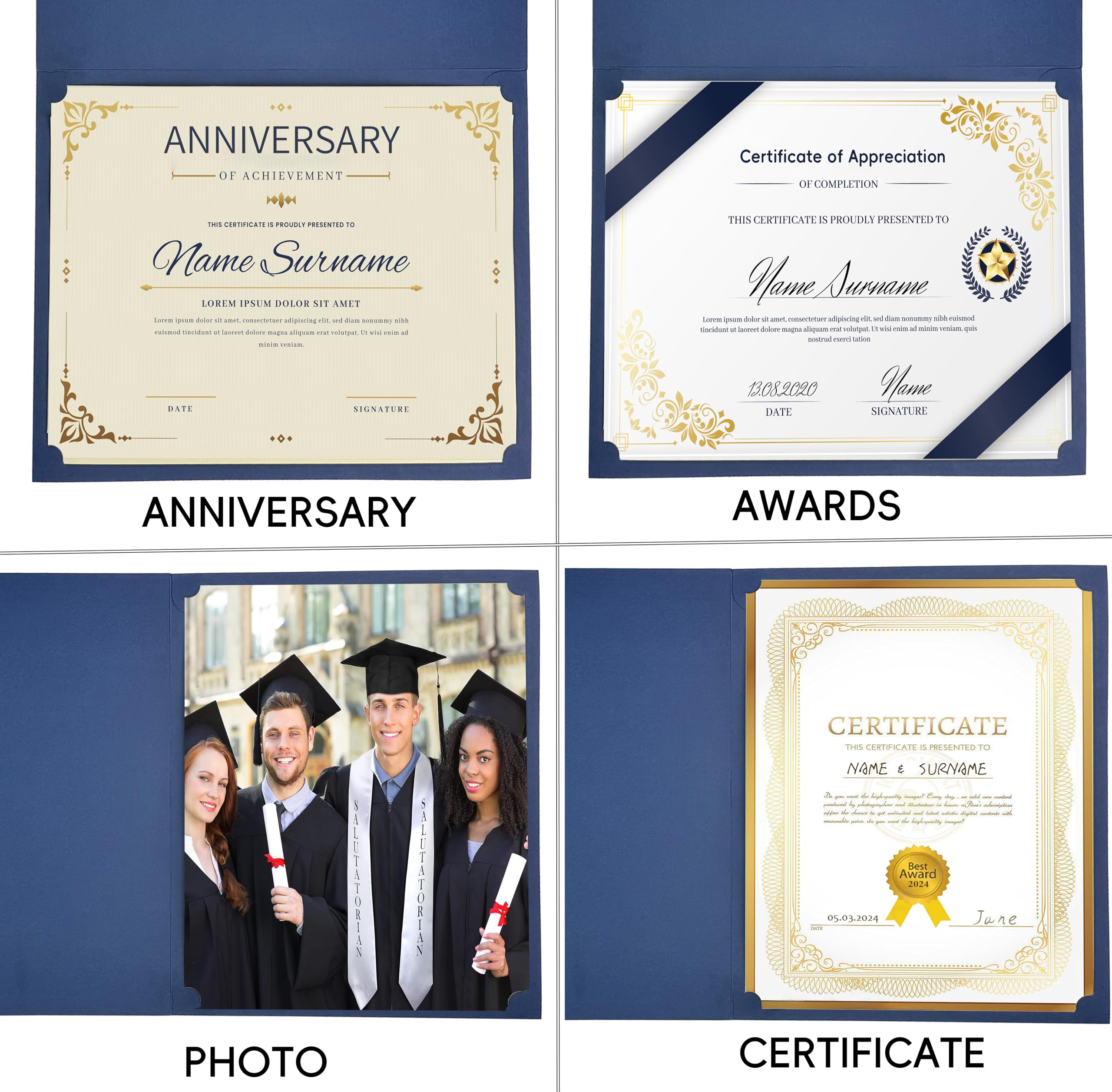 Snapklik.com : 5 Packs, Certificate Holders, Diploma Covers, Gold Foil ...