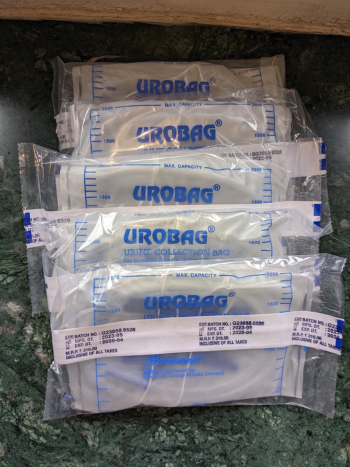 Romsons Romo 10 Urine Collection Disposable Bags, With Super Absorbent ...