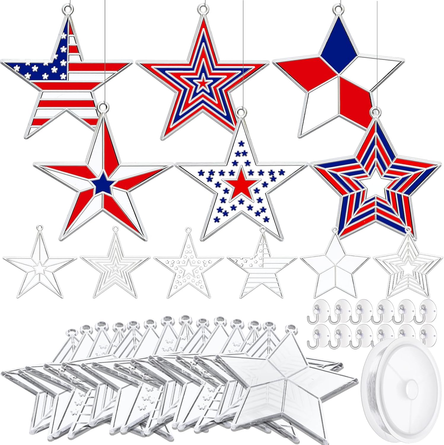 Amazon.com: RoundFunny 60 Sets Veterans' Day Suncatchers Patriotic Us ...