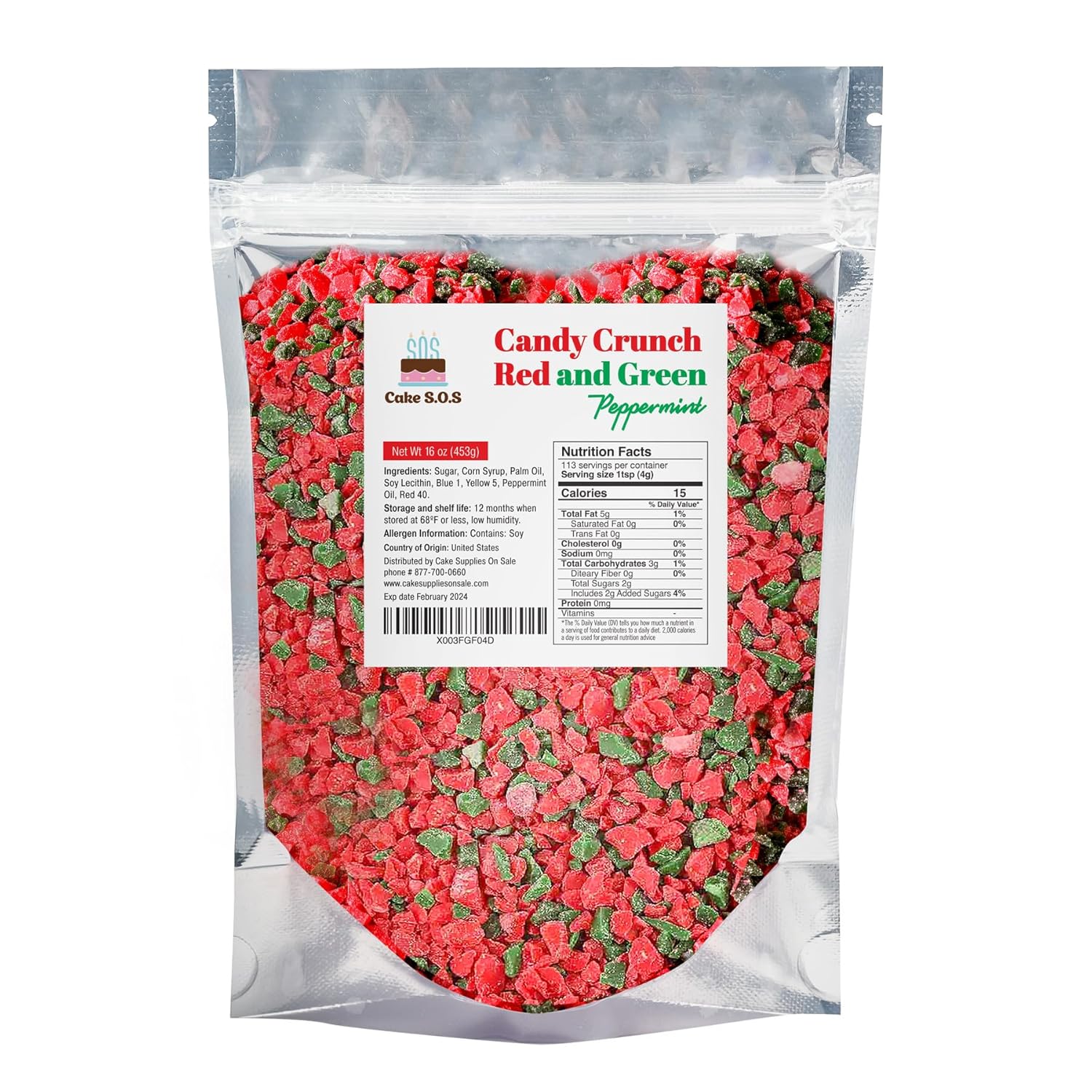 Amazon.com : Red and Green Peppermint Candy Crunch, 16 oz. : Grocery & Gourmet Food