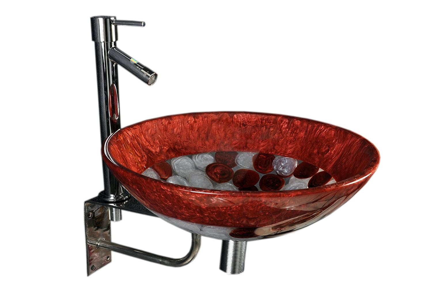 Lucky Burgundy Pebbles Acrylic Wash Basin with Tap and Stand (Standard ...