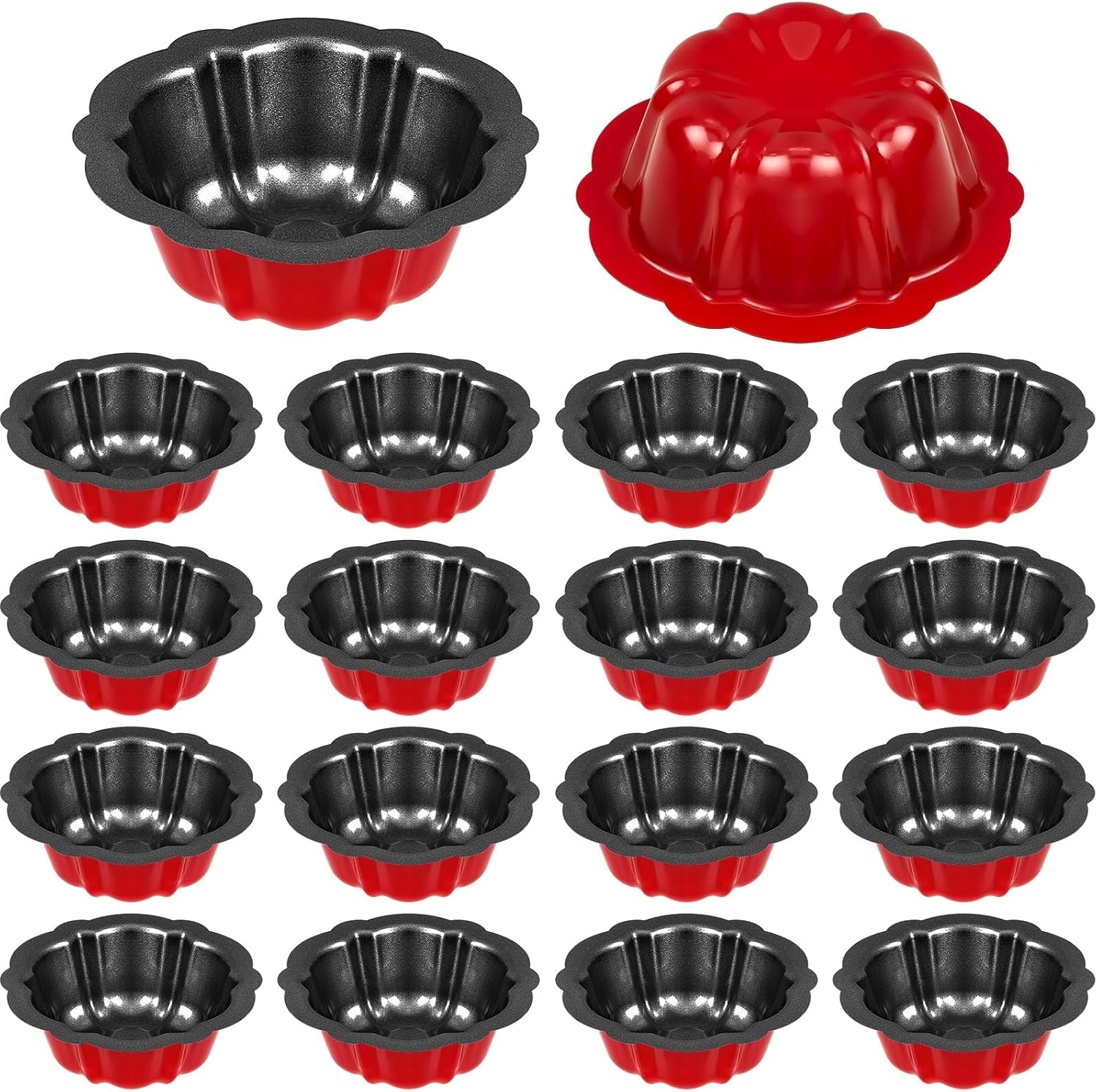Amazon.com: Ctosree 16 Pcs 4 Inches Fluted Mini Cake Pan Nonstick ...