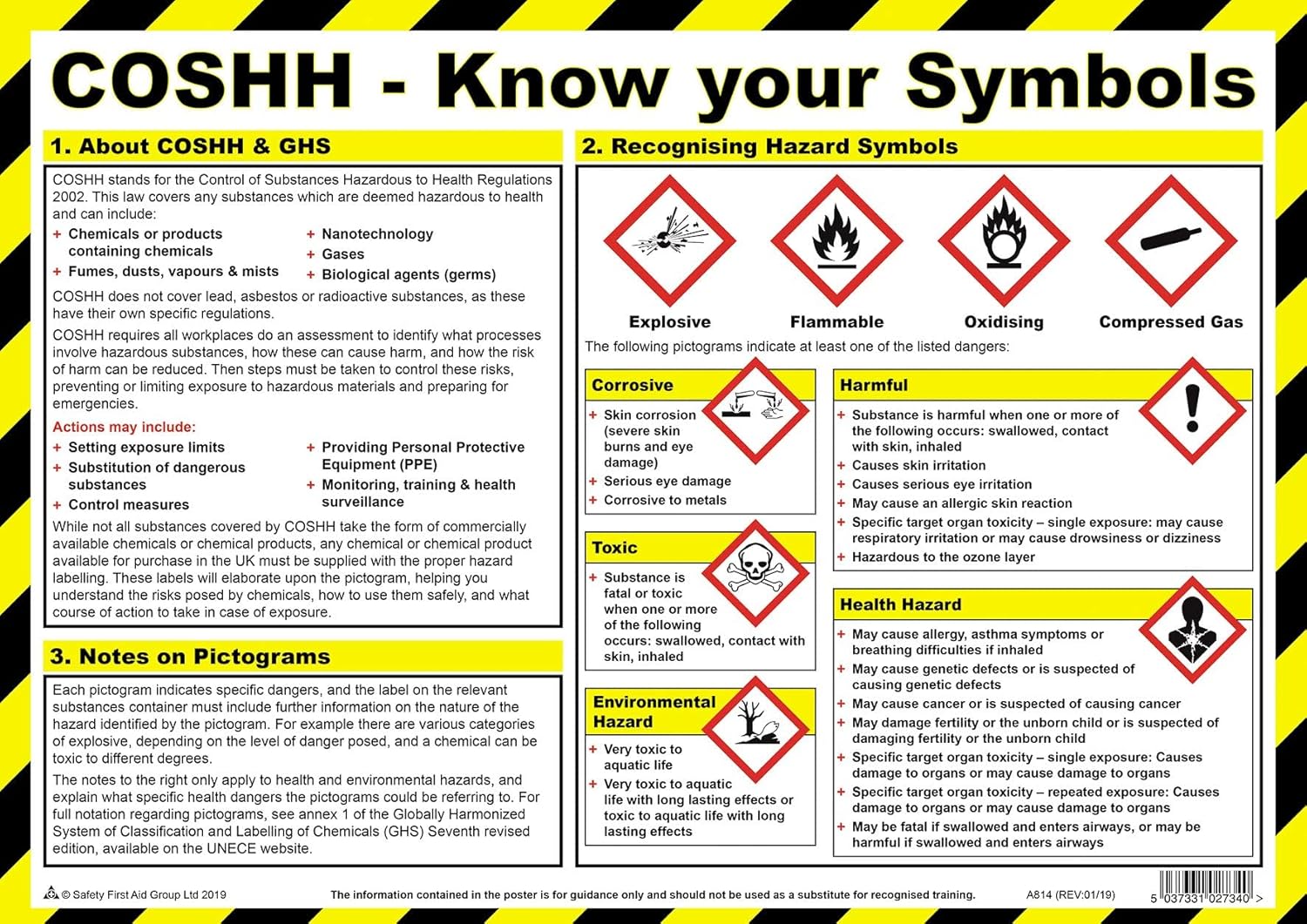 Safety First Aid Group COSHH Know Your Symbols Poster A3 Poster ...