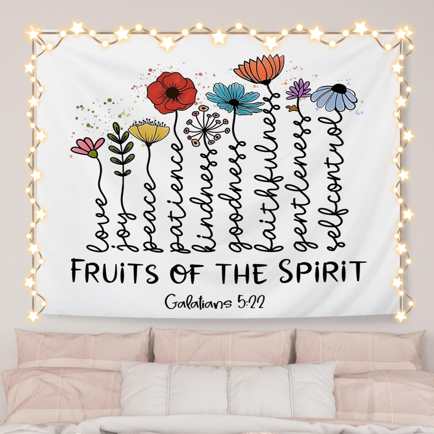 AQYIP Fruits of the Spirit Christian Floral Tapestry, Galatians 5:22 ...