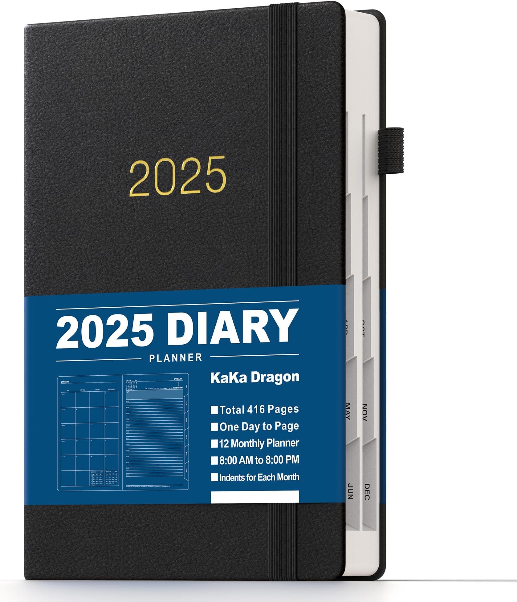 Executive Edition A5 2025 Diary Day A Page - Black Padded Cover, Silver ...