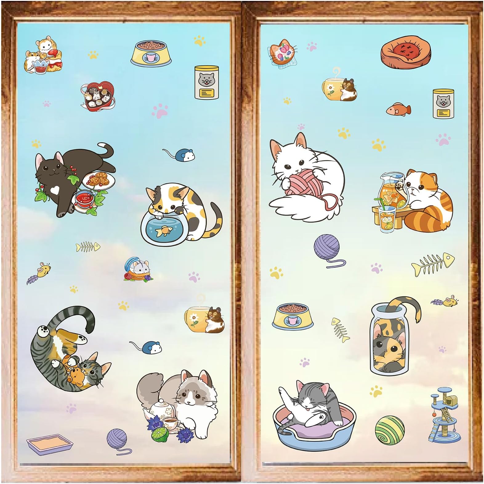 Amazon.com: CRASPIRE 8 Styles Cute Cats Window Decals Stickers Cartoon ...