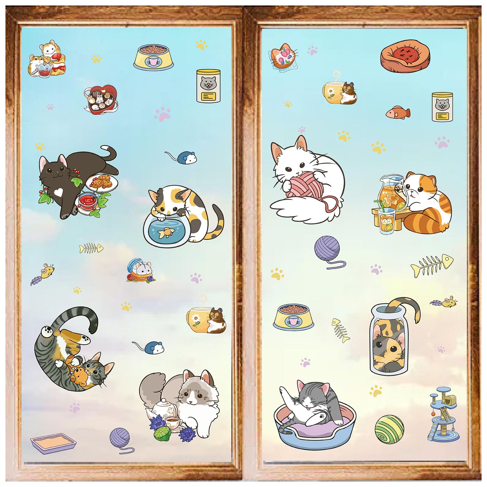 Amazon.com: CRASPIRE 8 Styles Cute Cats Window Decals Stickers Cartoon ...