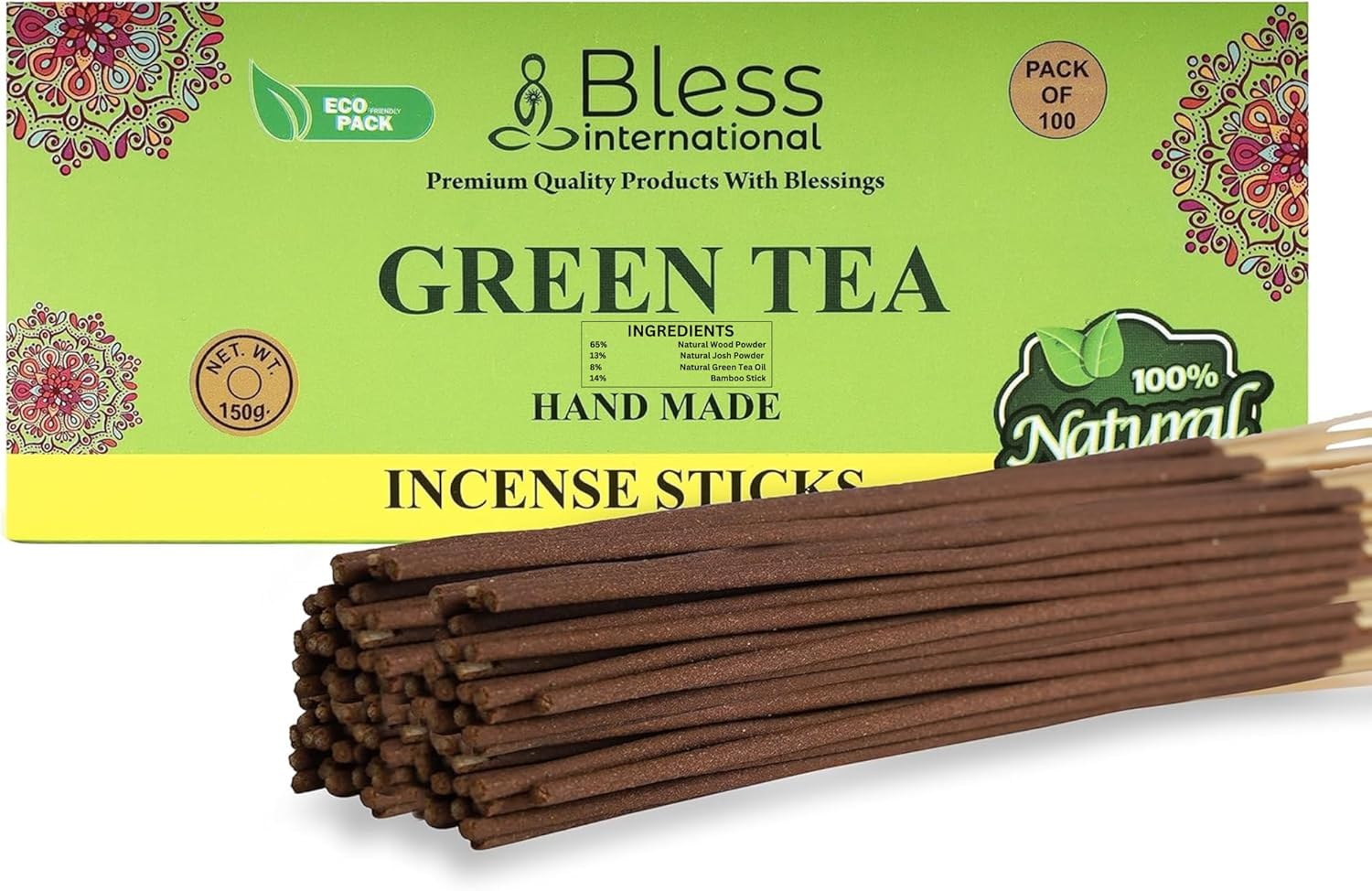 Amazon.com: Bless-Green-Tea 100%-Natural-Handmade-Hand-Dipped-Incense ...