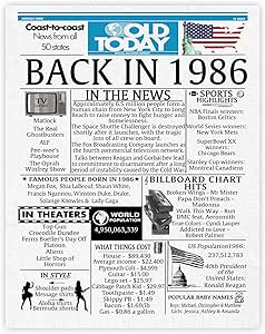 39th Birthday Poster Unframed - Back In 1986 Newspaper - Happy 39th ...