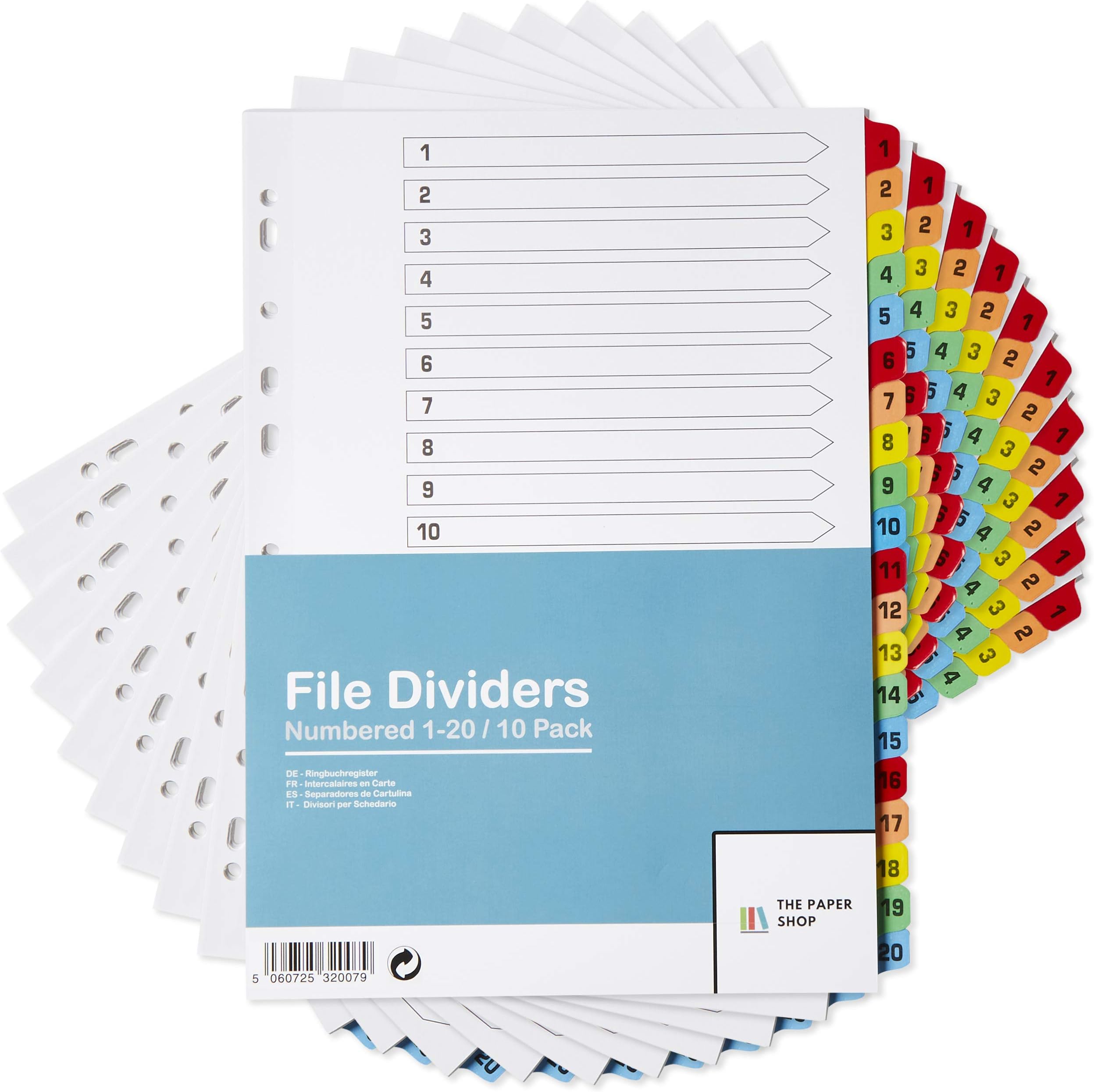 Amazon.com : [10 Pack] Binder Dividers with Tabs A4 | 1-20 Numbered Tab ...