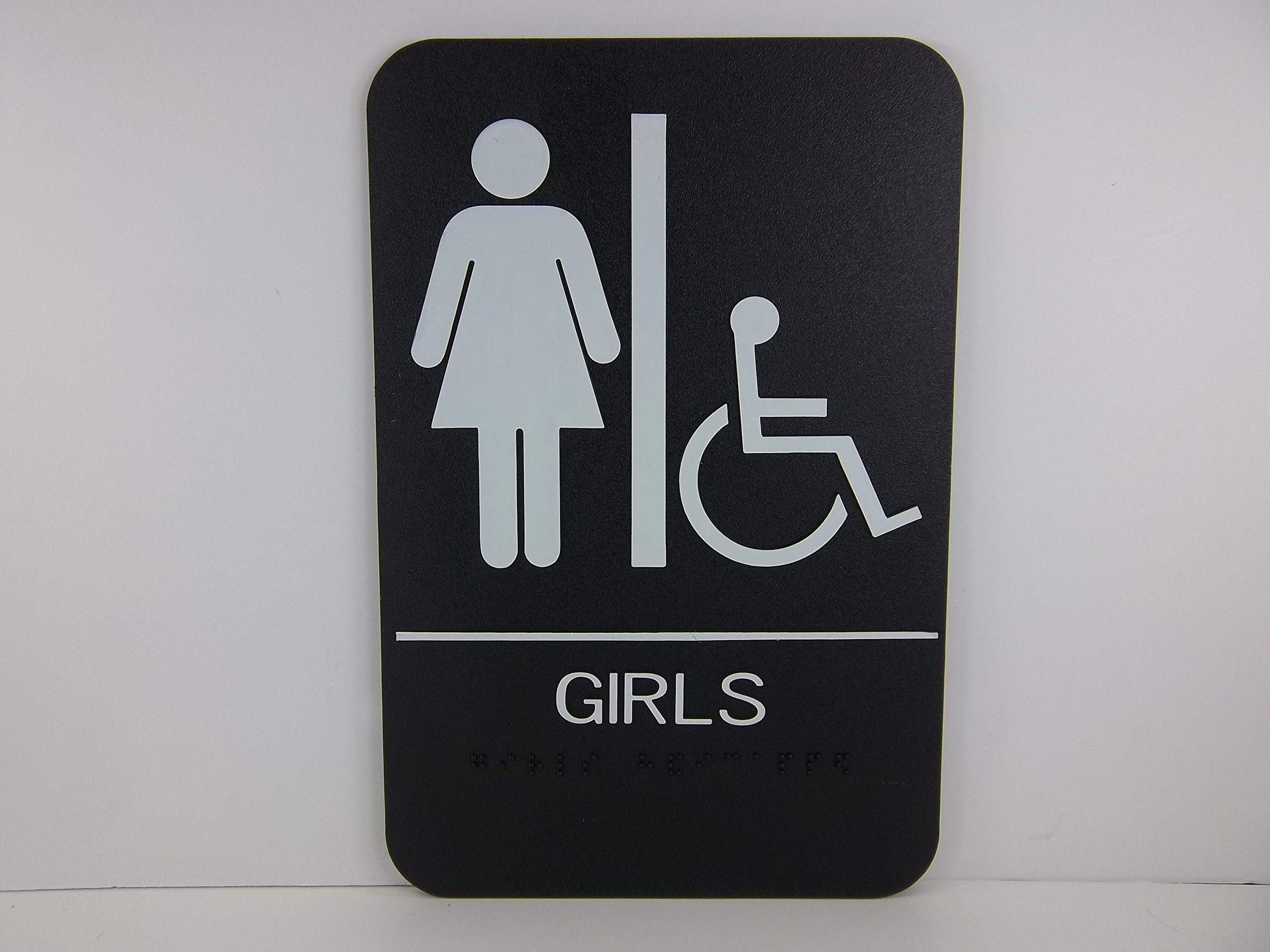 Buy 6" x 9" ADA Compliant, Girls & Wheelchair Restroom Sign, with ...