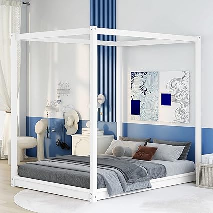 Amazon.com: Harper & Bright Designs Full Size Canopy Platform Bed ...