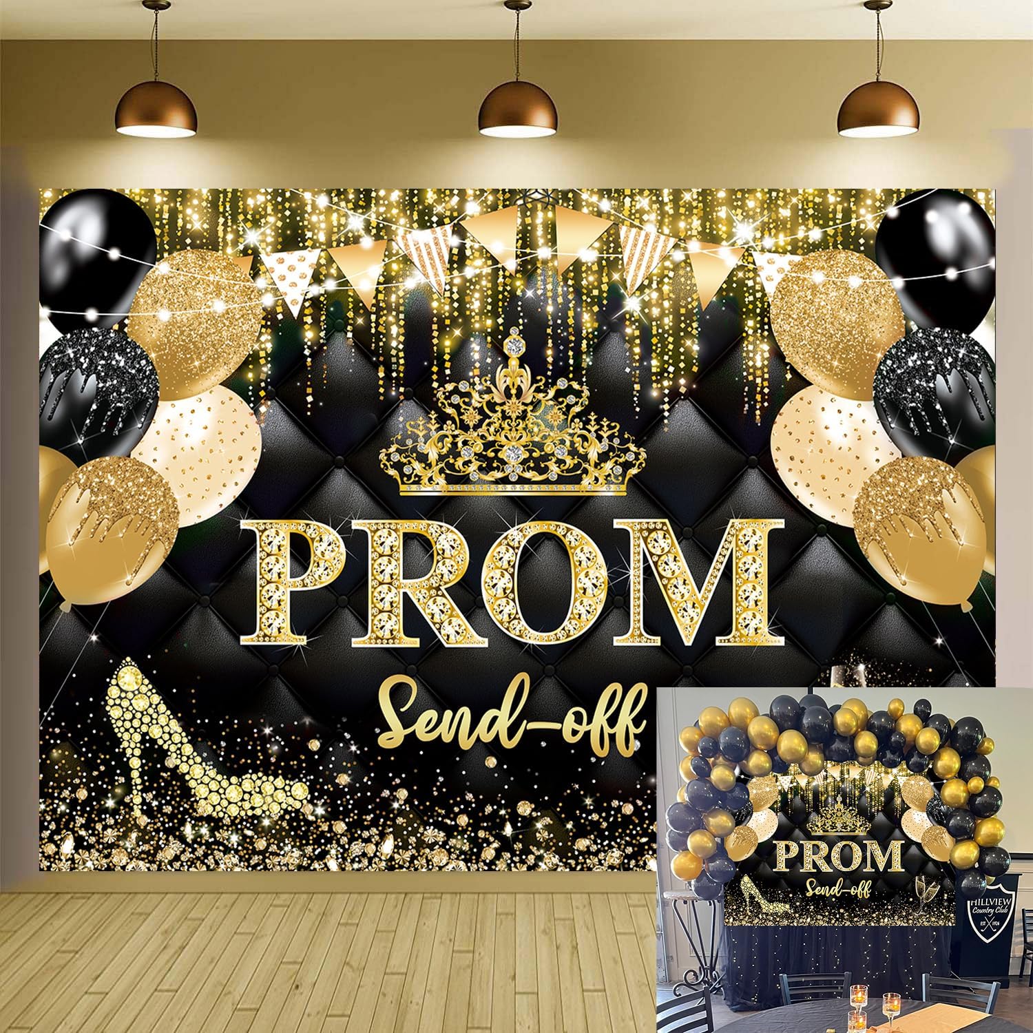 Amazon.com : Prom 2026 Backdrop 7x5ft Black and Gold Glitter Prom Send ...