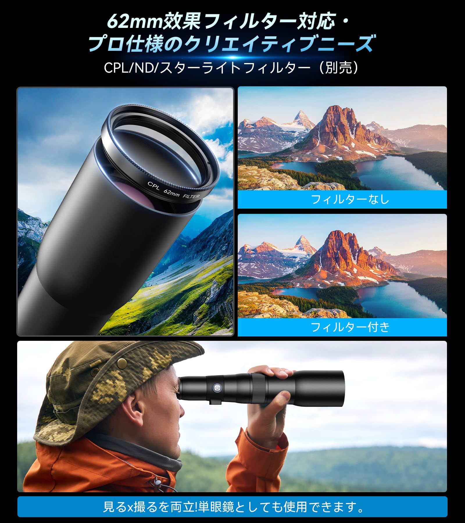 Amazon.co.jp: 【超高倍率】 APEXEL スマホ望遠レンズ 50倍 単眼鏡