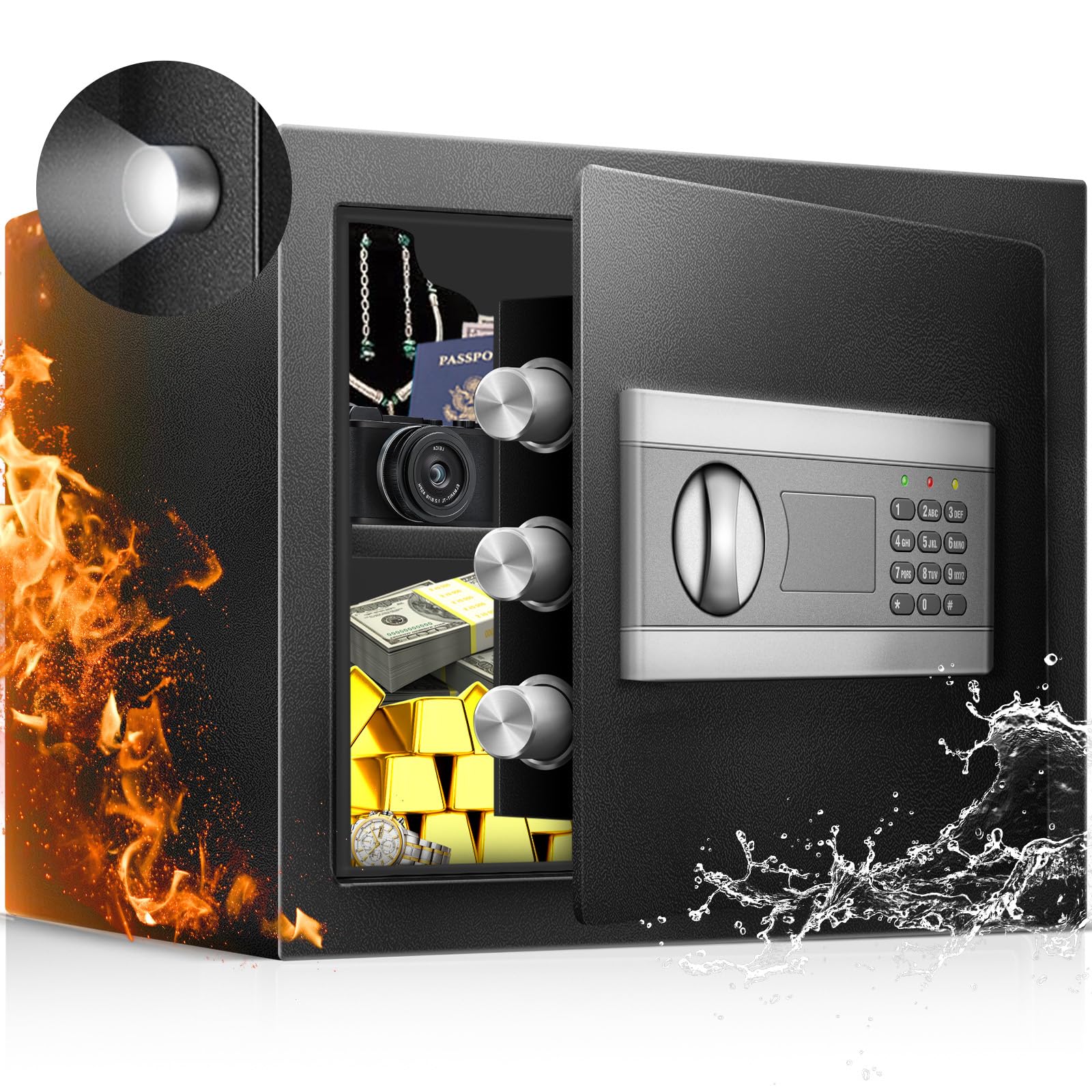 RETLLAS 1.6 Cu Home Safe Box, Durable Digital Safe with Movable ...