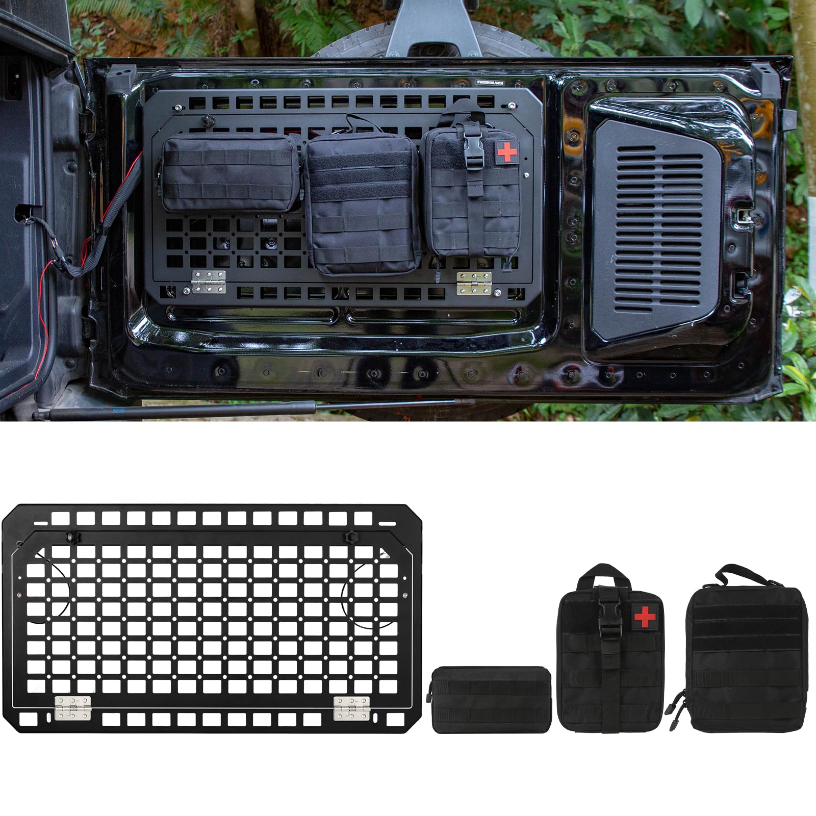 OMU Bronco Tailgate Table Foldable Rear Cargo Shelf with 3 Pouch,Bronco ...