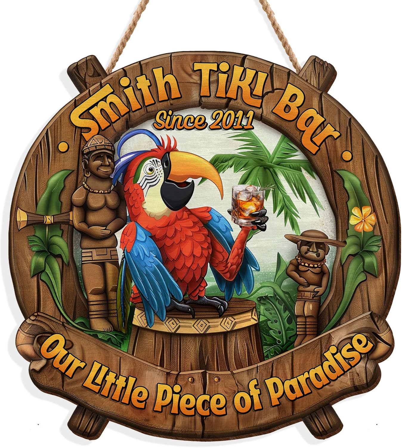 Amazon.com: CUSGIFTS Personalized Tiki Bar Wooden Sign Tiki Lounge ...