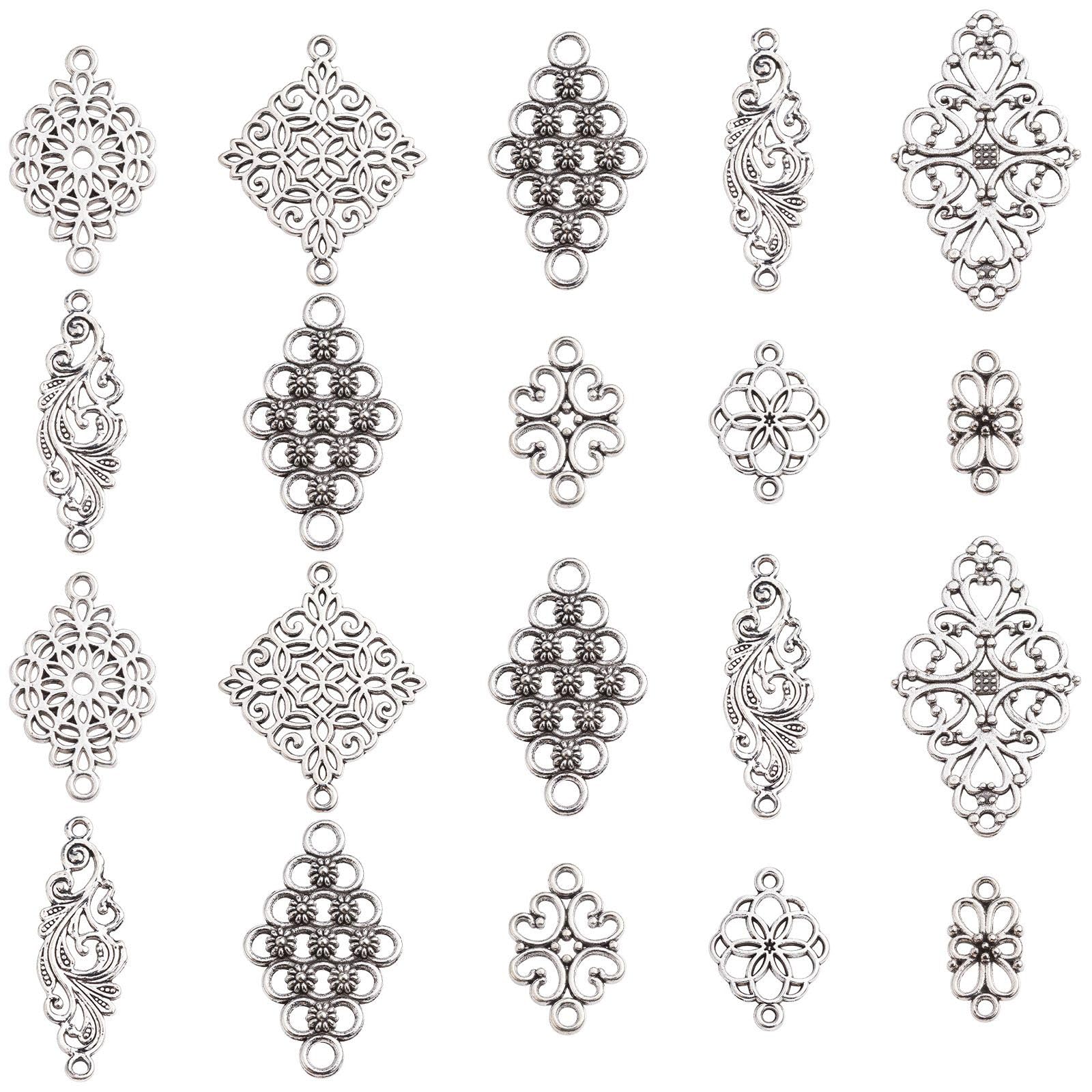 Amazon.com: KitBeads 80pcs 8 Styles Tibetan Filigree Connector Charms 2 ...