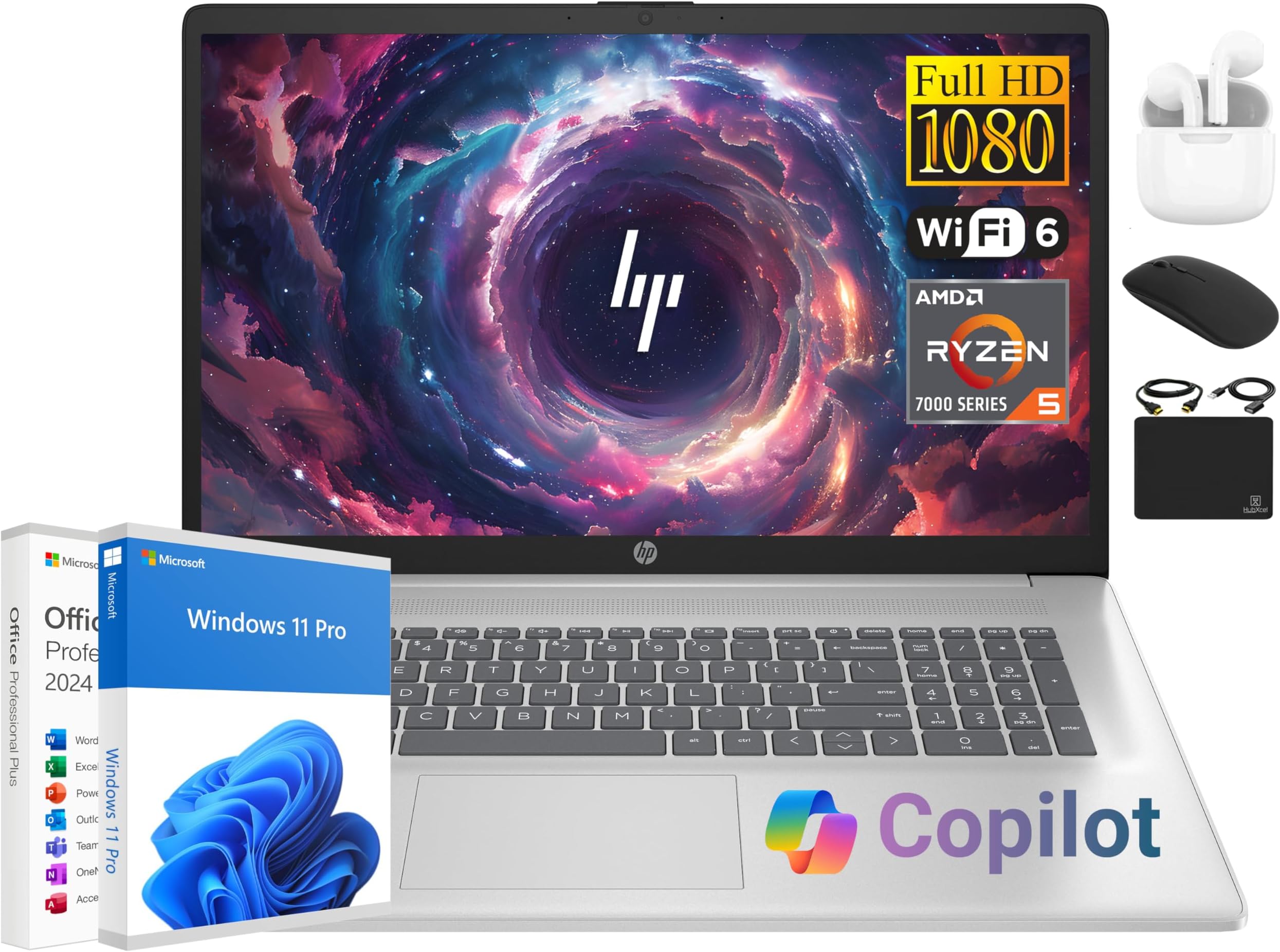 Amazon.com: HP 17 Laptop Essential Computer, 17.3 IPS FHD Business PC ...