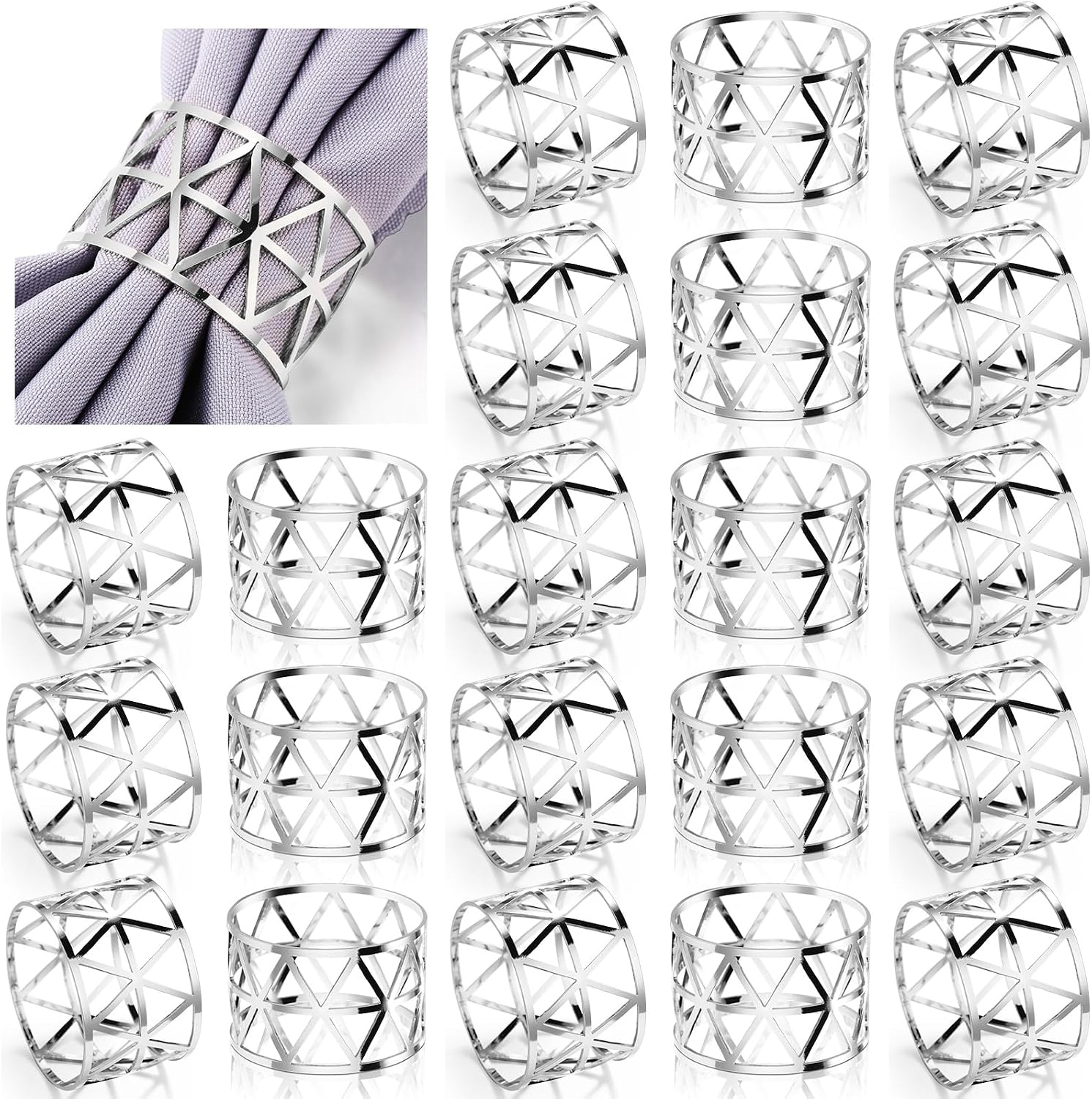 Amazon.com: Maxdot 48 Pieces Napkin Rings Silver Napkin Ring Holders ...