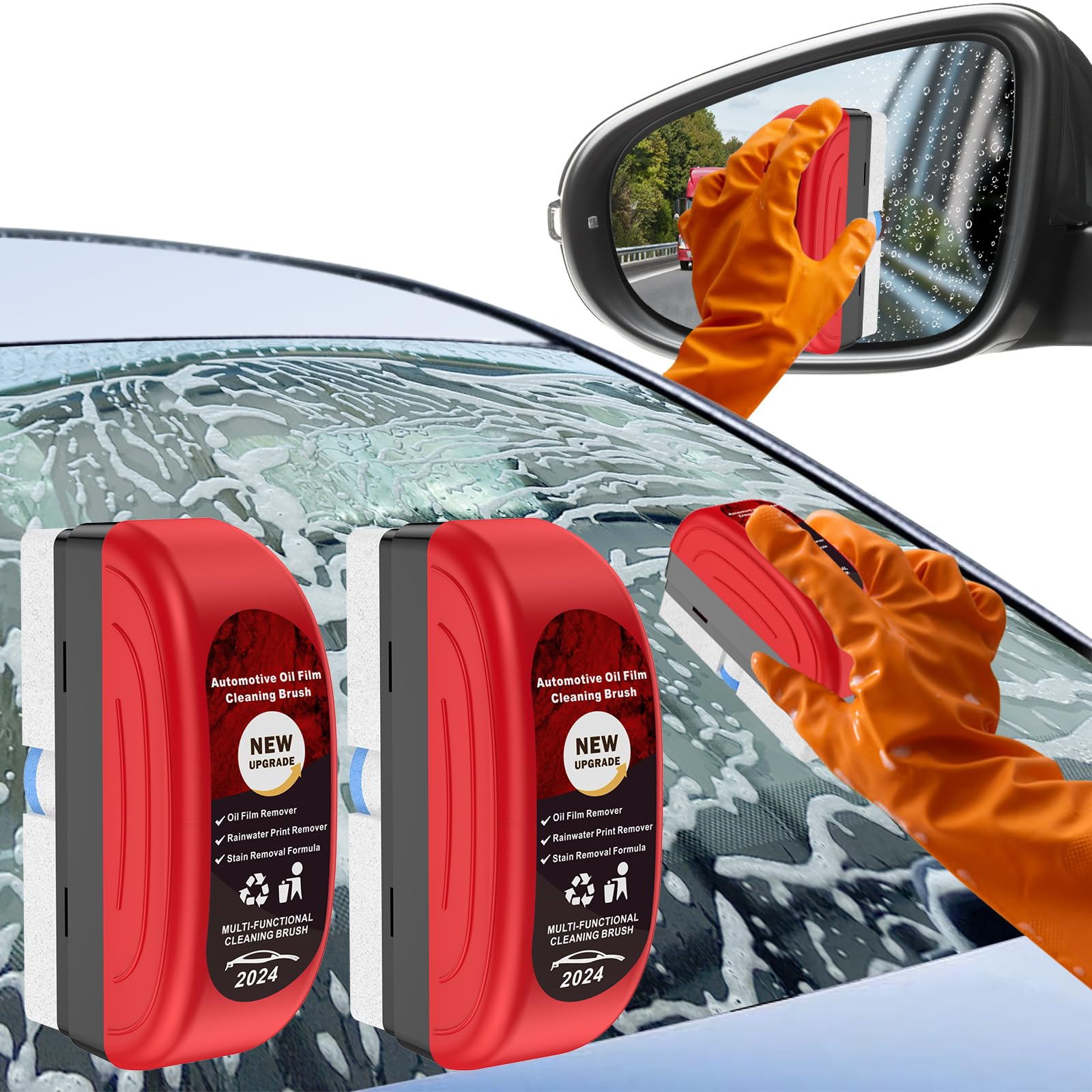 Amazon.com: Automotive Oil Film Cleaning Brush, 2024 New Car Glass Oil ...