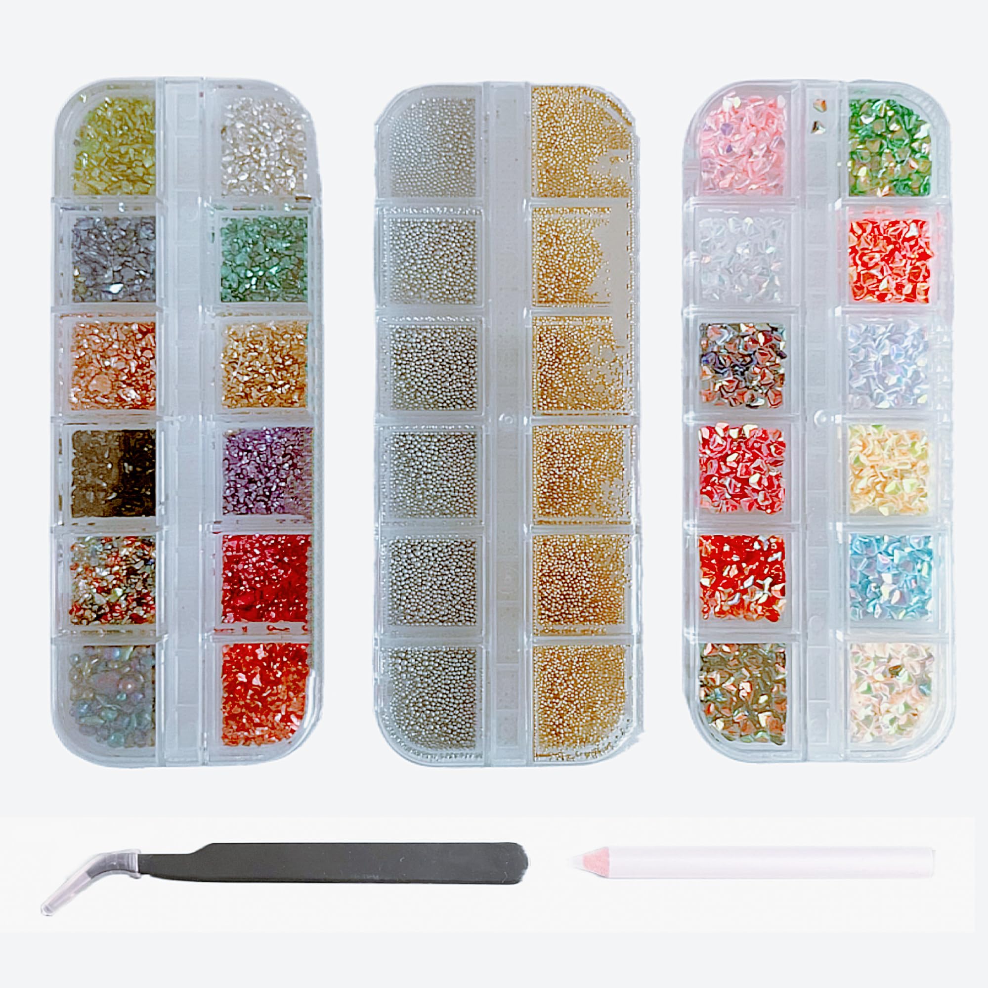 Amazon.com: ALLZSMOOTHLY 3 Boxes Nail Rhinestones,Nail Gems Nail ...