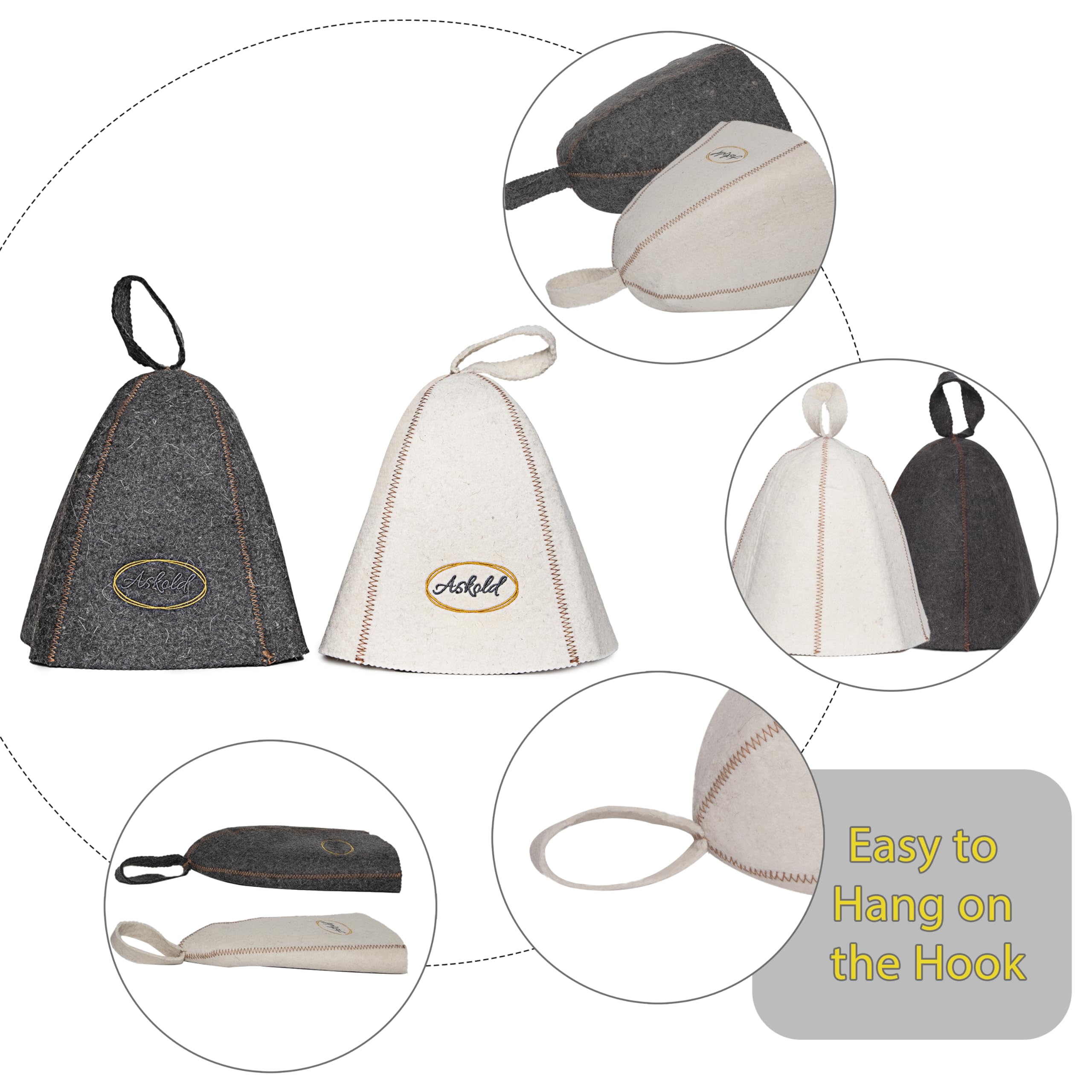 Snapklik.com : ASKOLD 2pcs Sauna Hats Wool For Men And Women, Wool ...