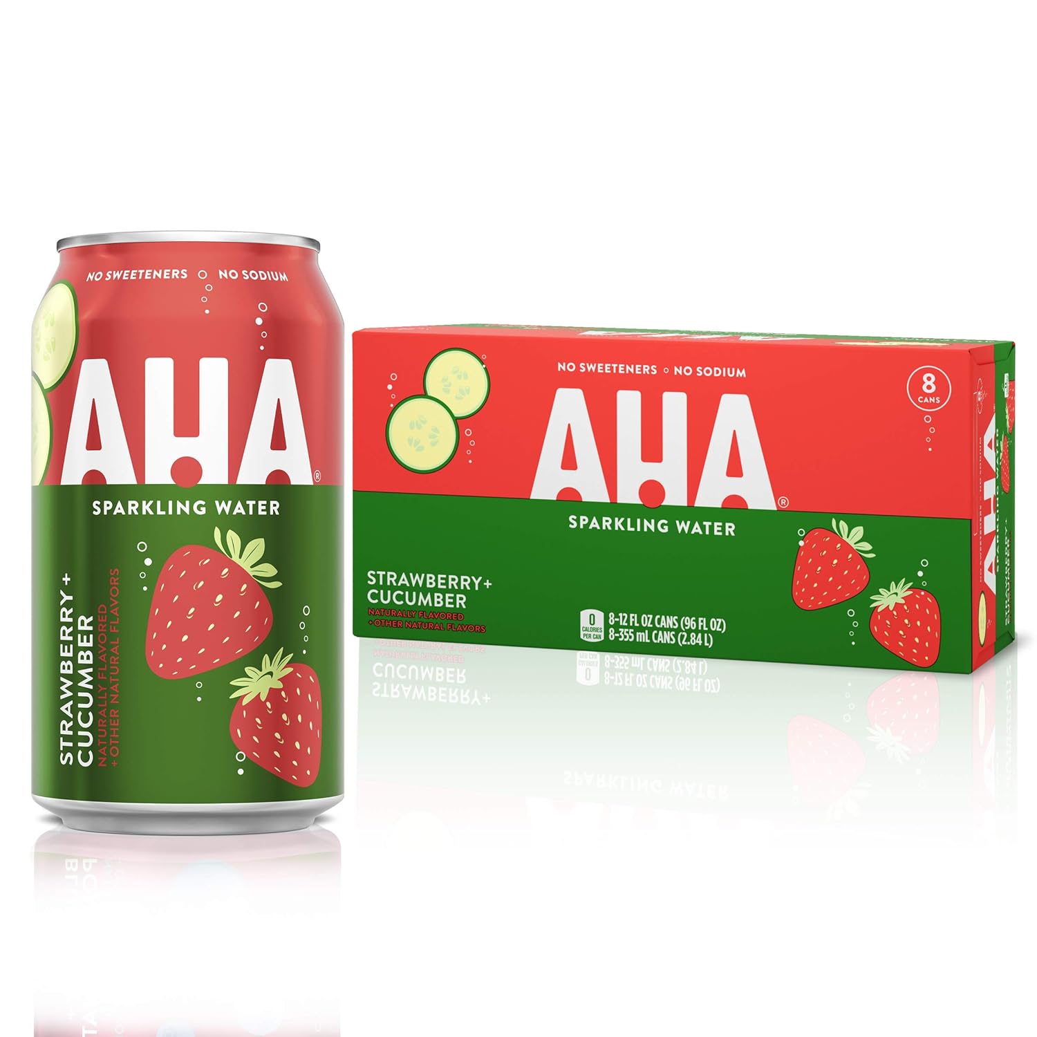 Amazon.com: AHA 12oz 8pk (Strawberry + Cucumber) : Grocery & Gourmet Food